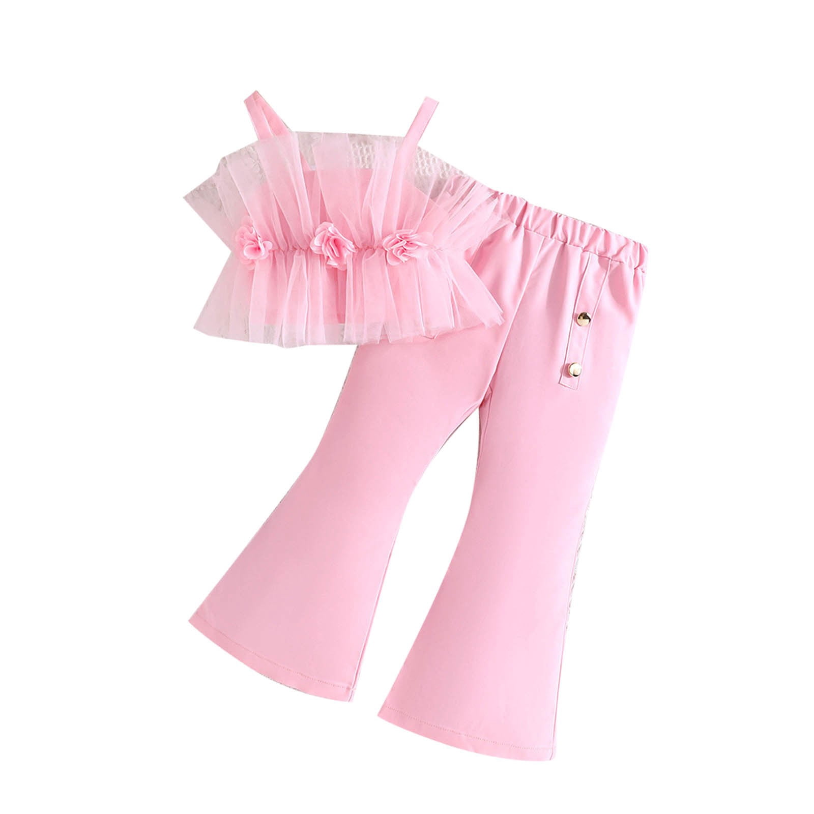 Toddler Kids Girl Clothes, 3D Floral Decor Flower Strapless Halter Tops ...