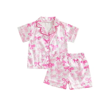 WhouRiu Toddler Girls Pajama Sets Cute Print Short Sleeve Button Down ...