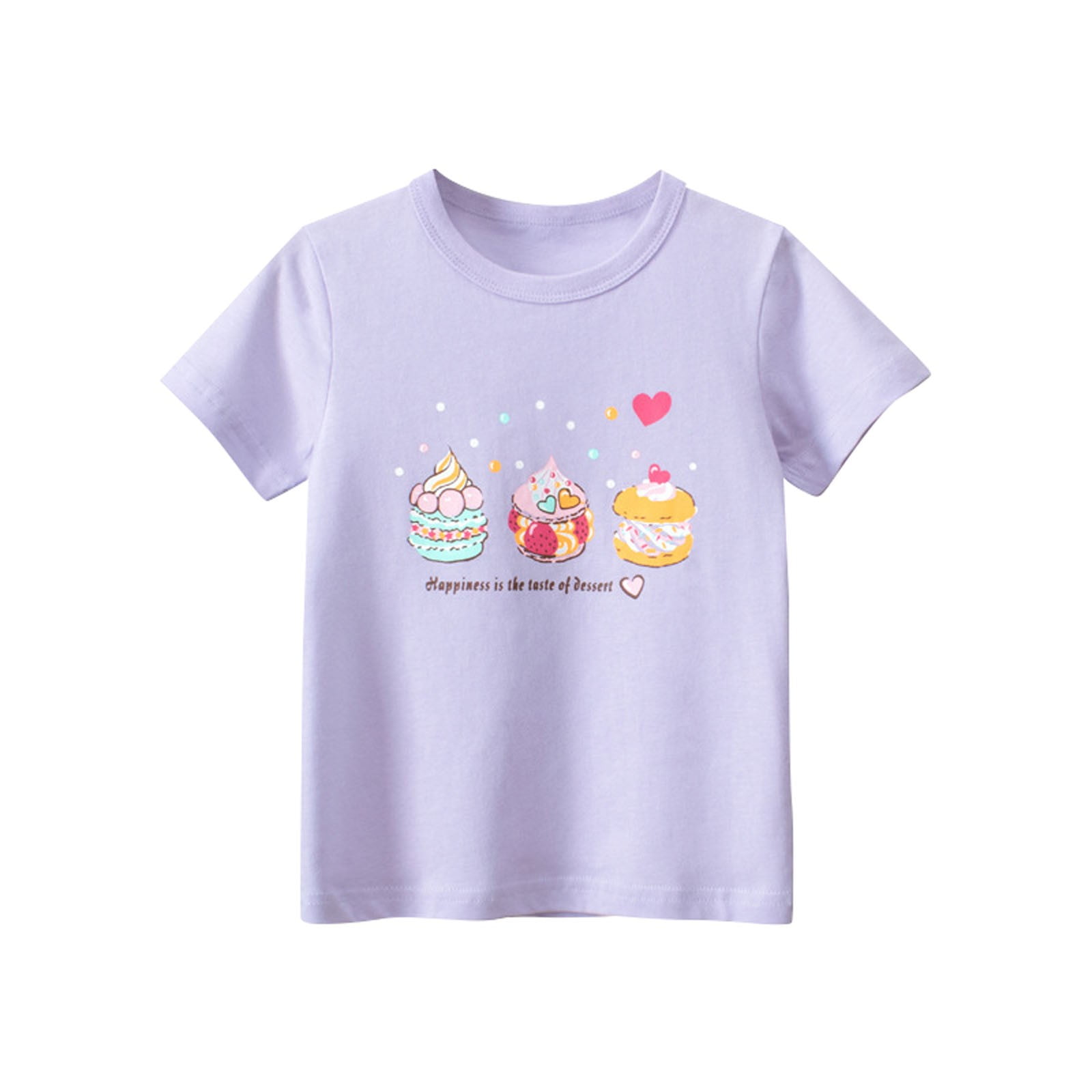 Toddler Kids Girl's Half Sleeve Crewneck Top Purple Cartoon Top Casual ...
