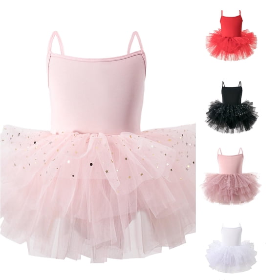 Toddler Kids Girls Ballet Dresses Star Print Sleeveless Square Neckline ...