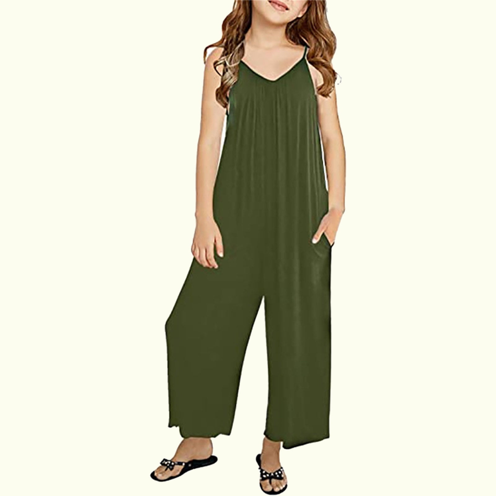 Toddler Kids Girls' Casual Sleeveless Jumpsuits Spaghetti Strap Loose ...