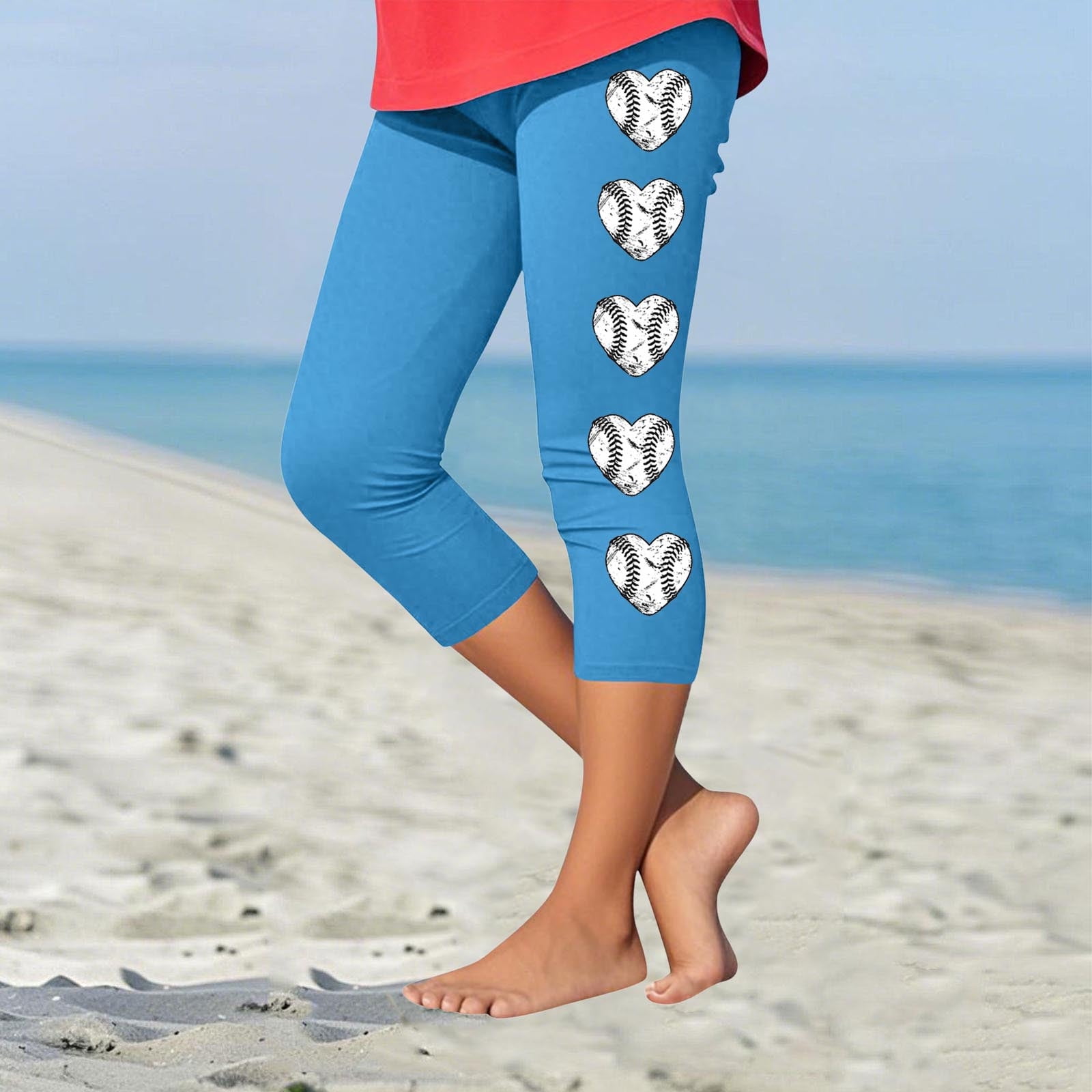 Toddler Kids Girls Cropped Pants Baesball Print Summer Leisure Yoga ...