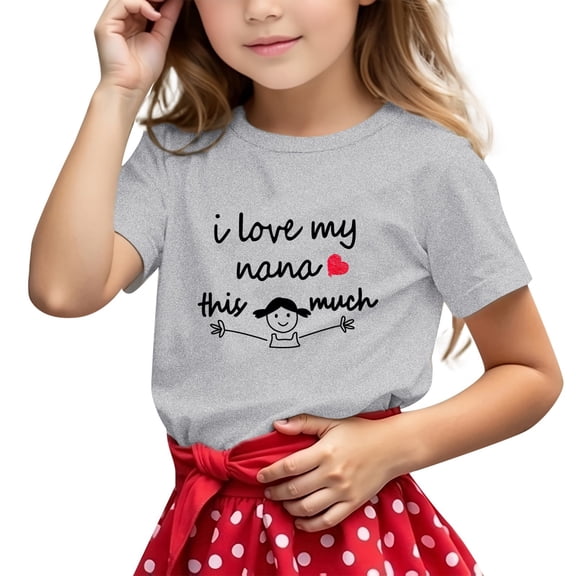 Bjutir Tees For Girls Letter Print Short Sleeve Crew Neck Tops Summer ...