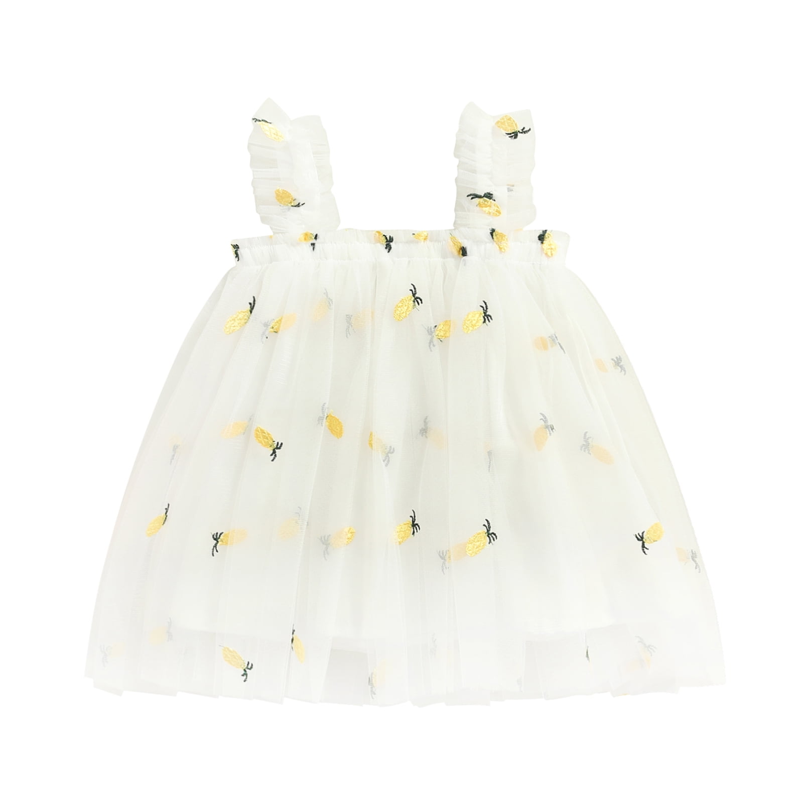 Toddler Kids Girls Princess Dress Daisy/Fruit Embroidery Sleeveless ...
