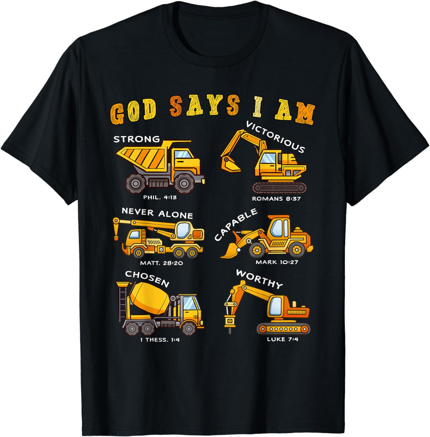 Toddler Kids God Says I Am Construction Bible Verse Truck T-Shirt ...