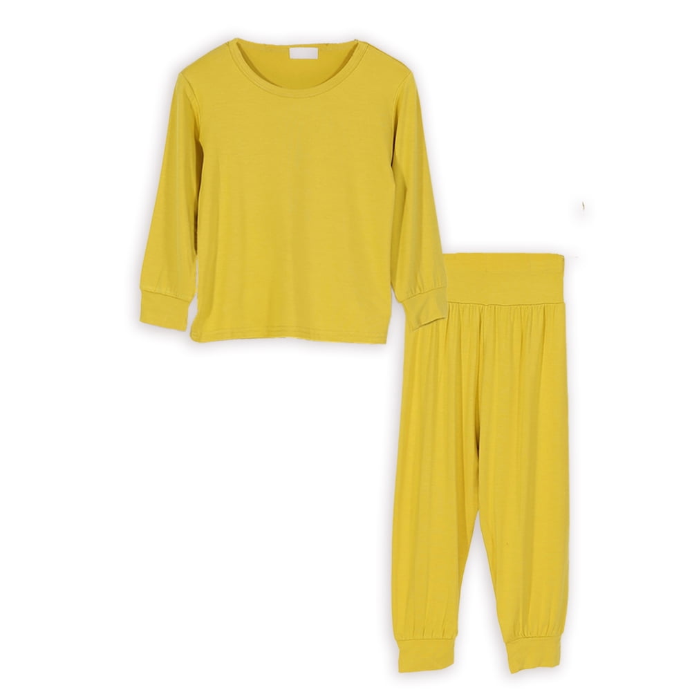 Toddler Kids Little Child Modal Tencel 2PCS Sleepwear Solid Color Long ...