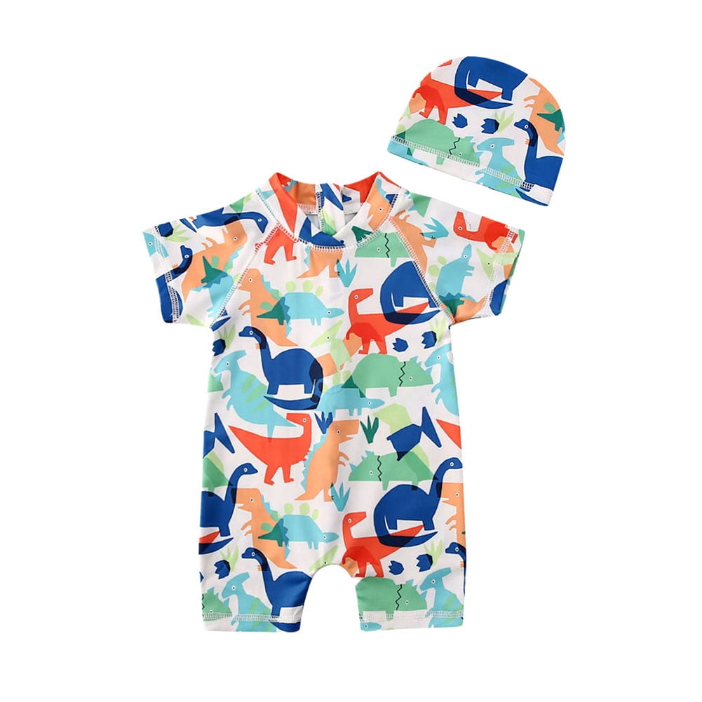 Toddler Kids Rash Guard Set Boy Girl Dinosaur Print Short Sleeve ...