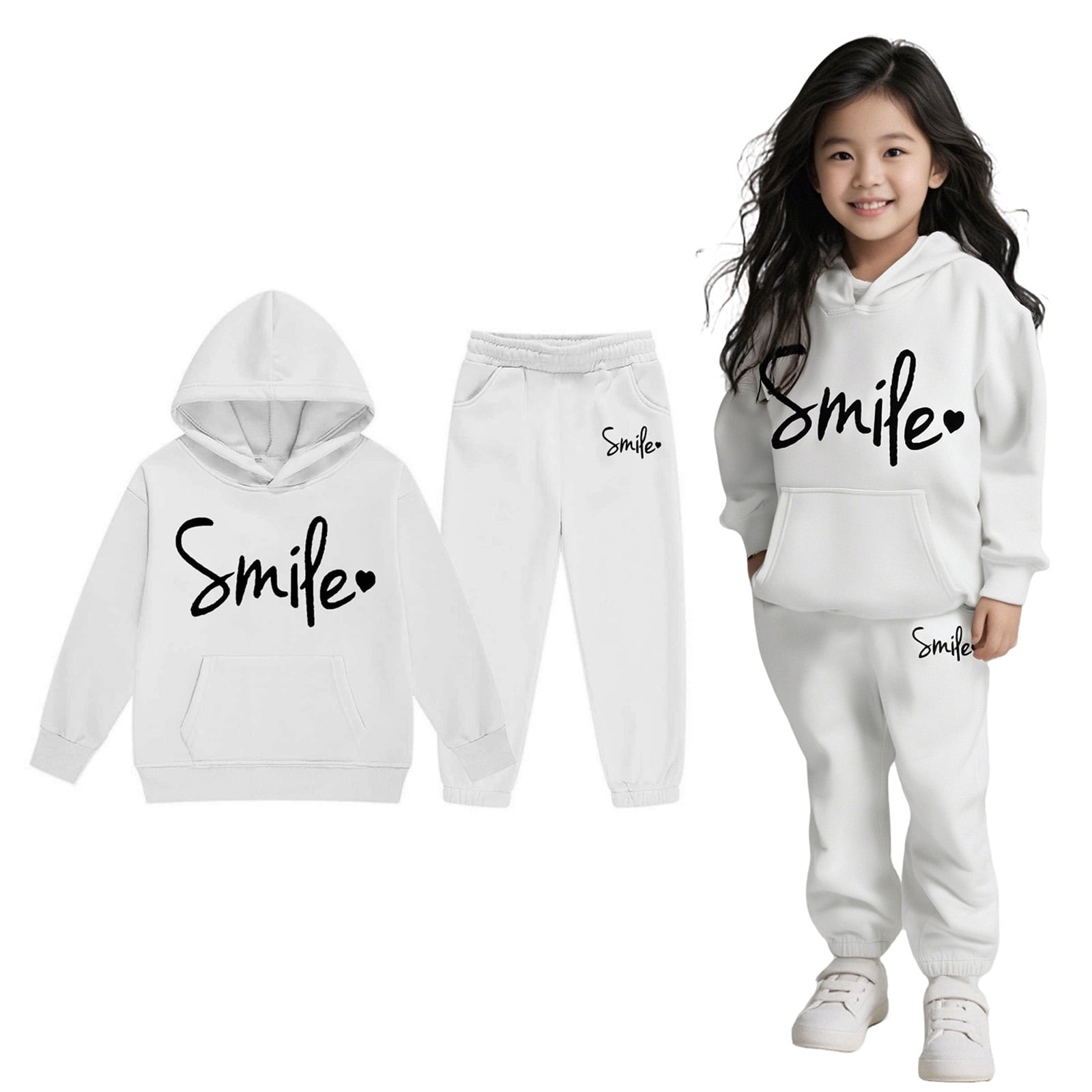 Toddler Kids Toddler Sweatsuit 2 Piece Long Sleeve Solid Tracksuit ...