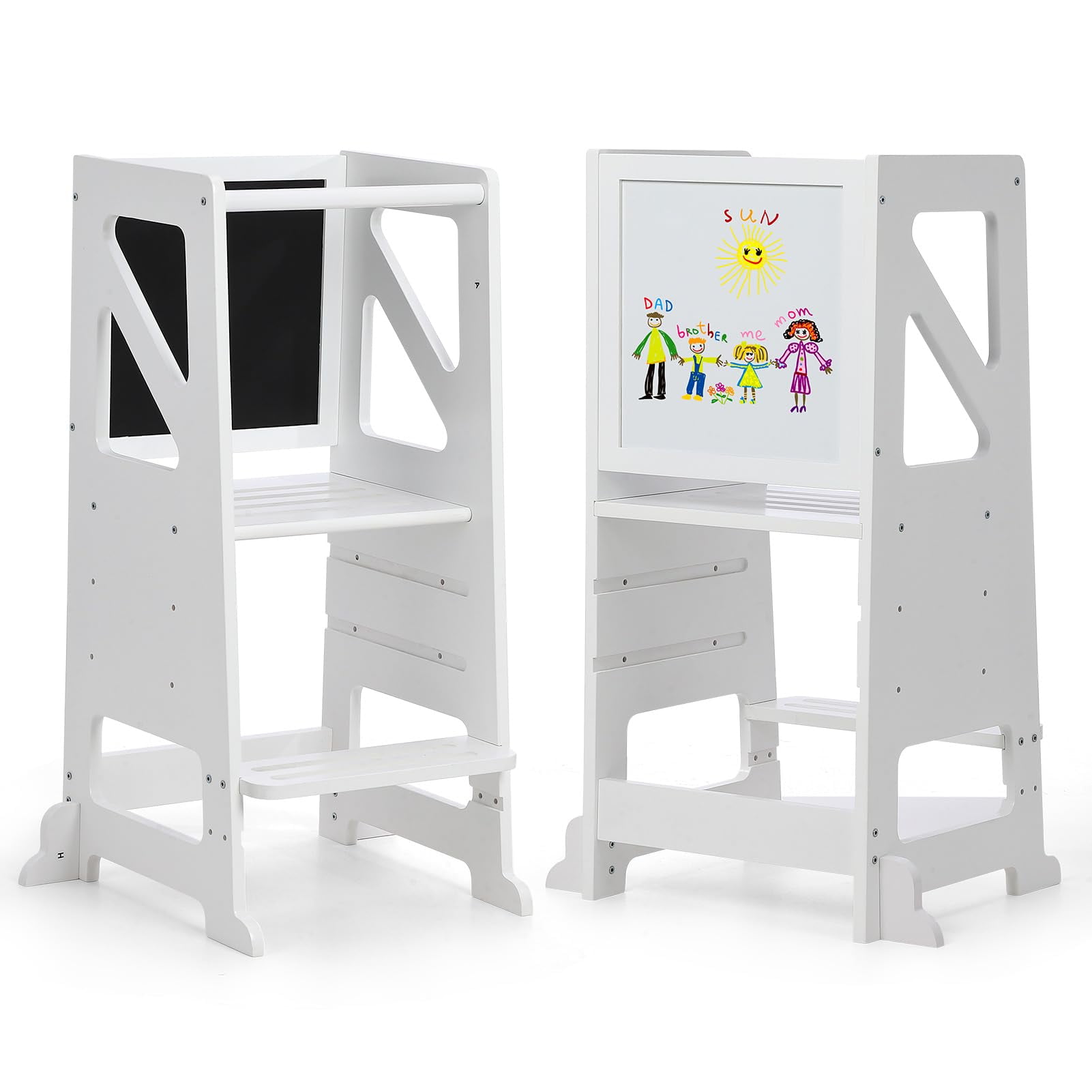 Toddler Kitchen Step Stool, Learning Standing Tower with Blackboard ...