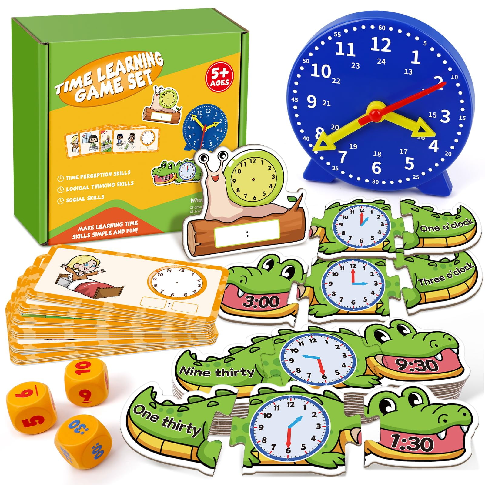 Toddler Learning Clock, Telling Time Teaching Clock For Kids, Math ...