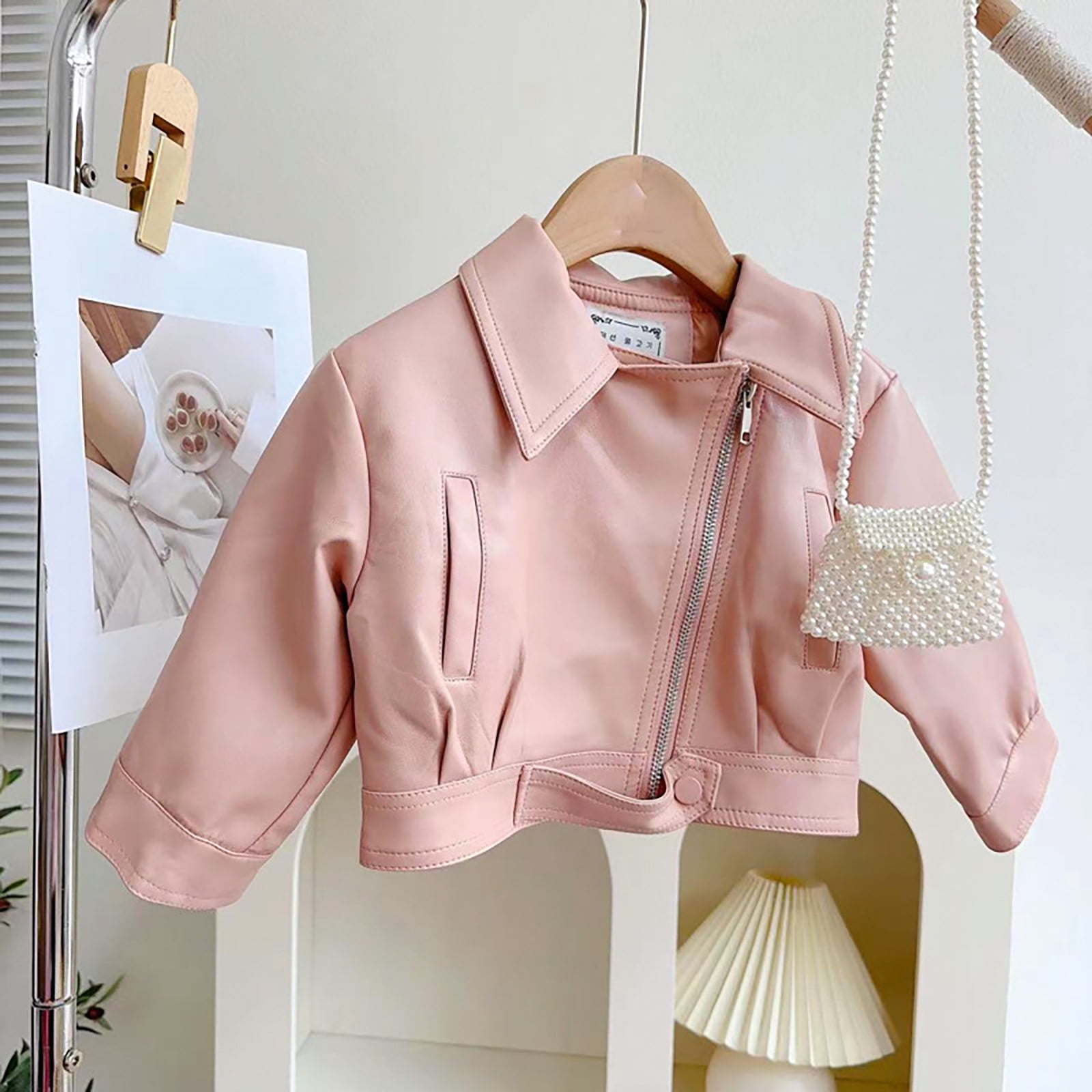 Toddler Leather Jacket Zip Up Faux Leather Kids Motorcycle Jacket for ...