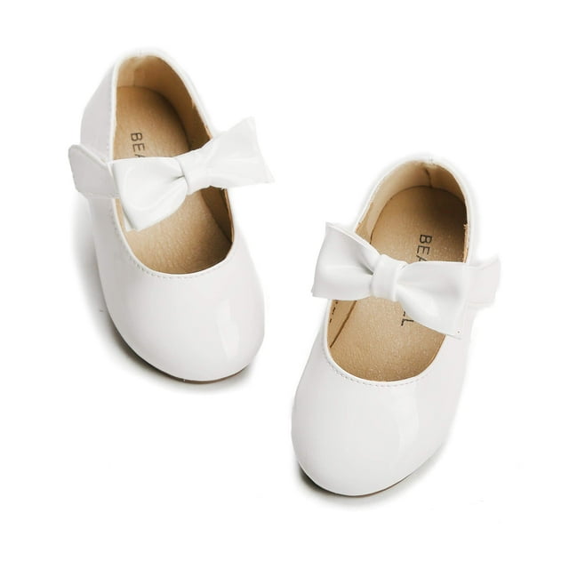 Toddler Little Girl White Dress Shoes Size 12 - Girl Ballet Flats ...