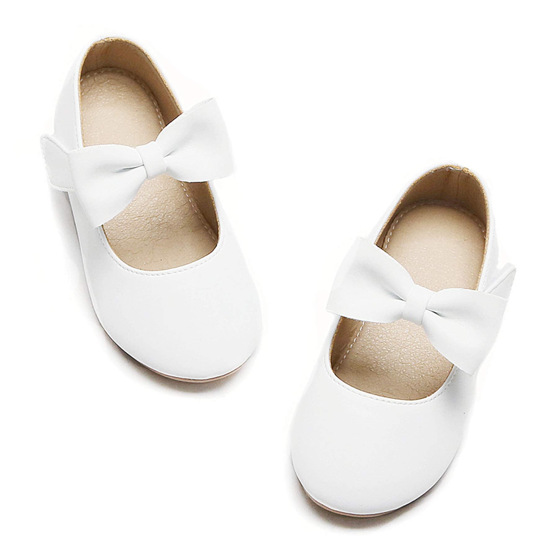 Toddler Little Girl White Dress Shoes Size 13 - Girl Ballet Flats ...