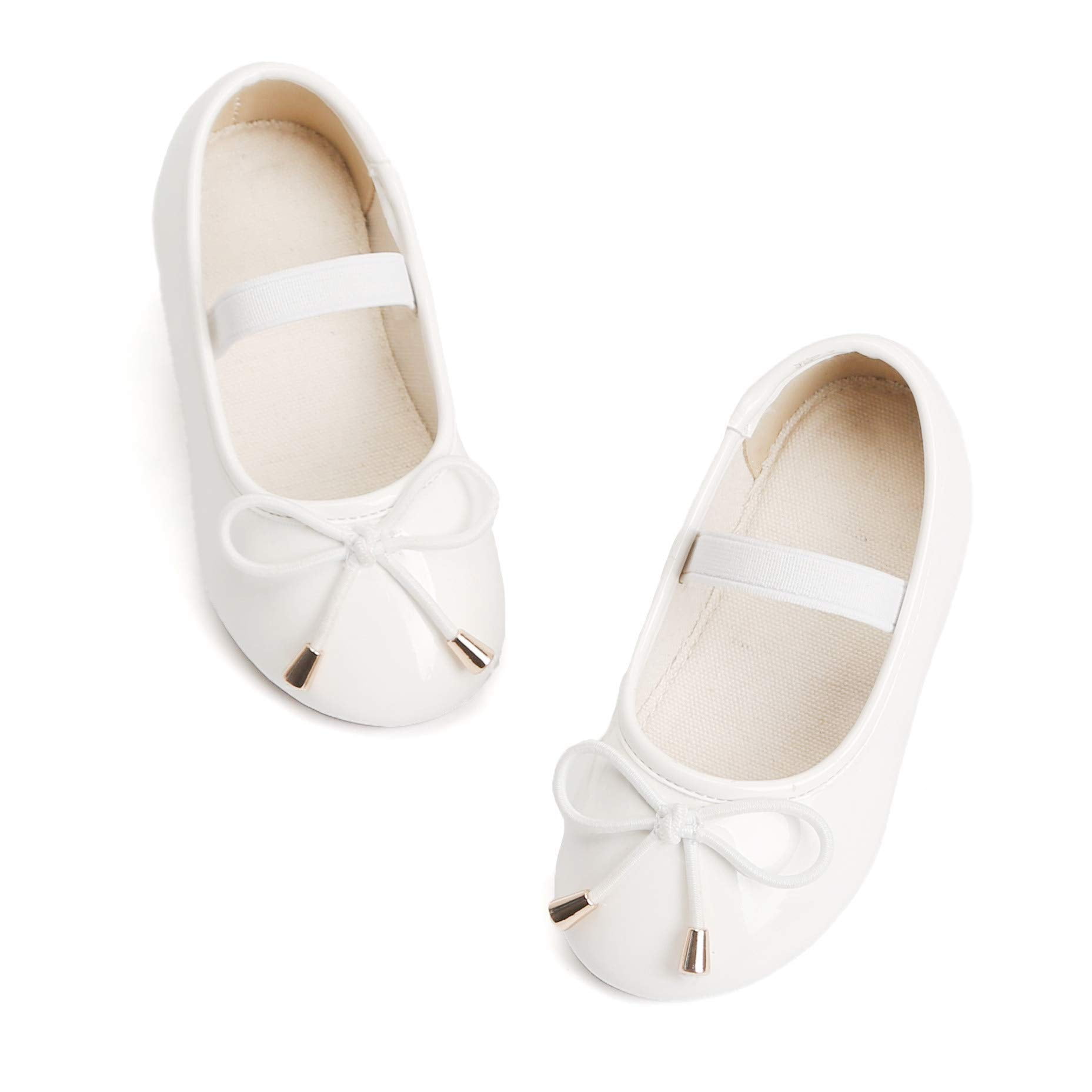Toddler Little Girl White Dress Shoes Size 6 - Girl Ballet Flats ...