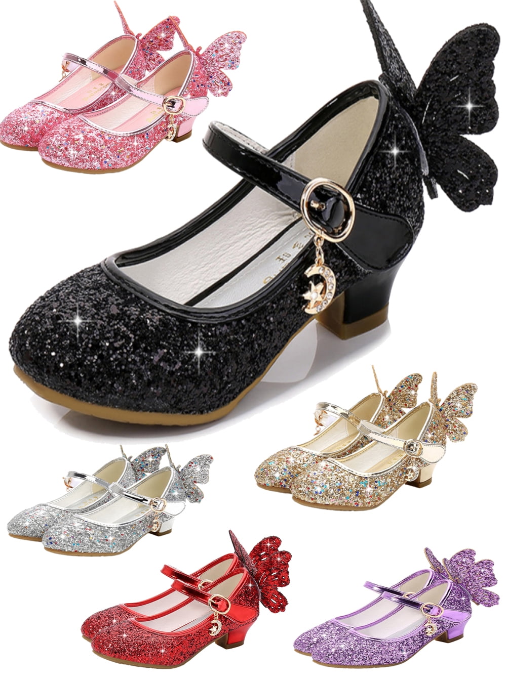 Toddler Little Girls Princess Cosplay Performance Shoes Sequins Wedding ...