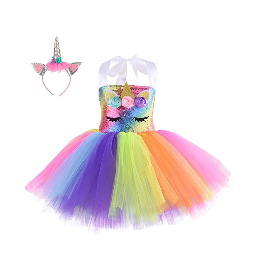 Toddler Little Girls Unicorn Costume Dress Kids Big Girl Tutu Birthday ...