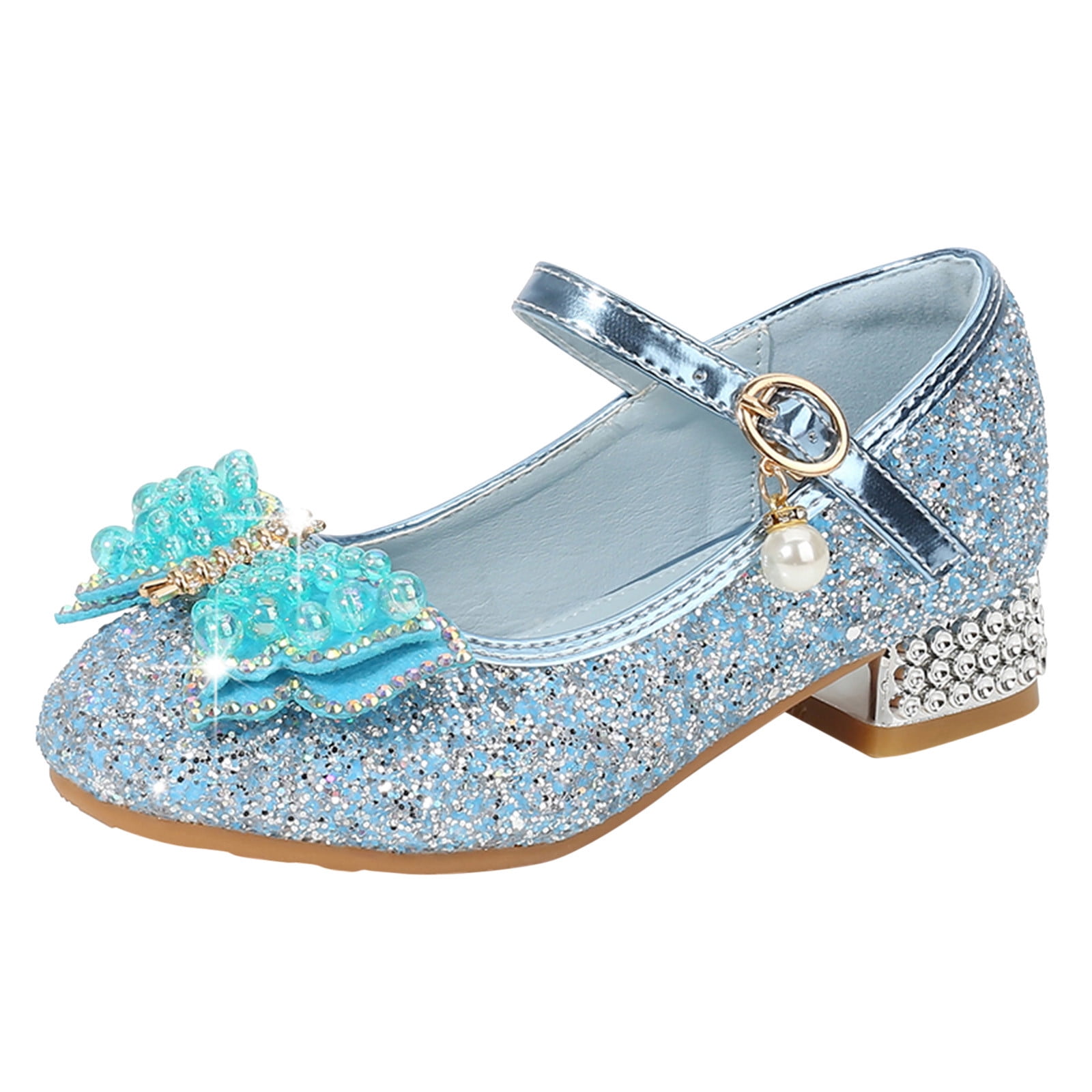 Toddler Little Kid Girls Dress Pumps Glitter Sequins Princess Bowknot Low Heels Party Dance ...