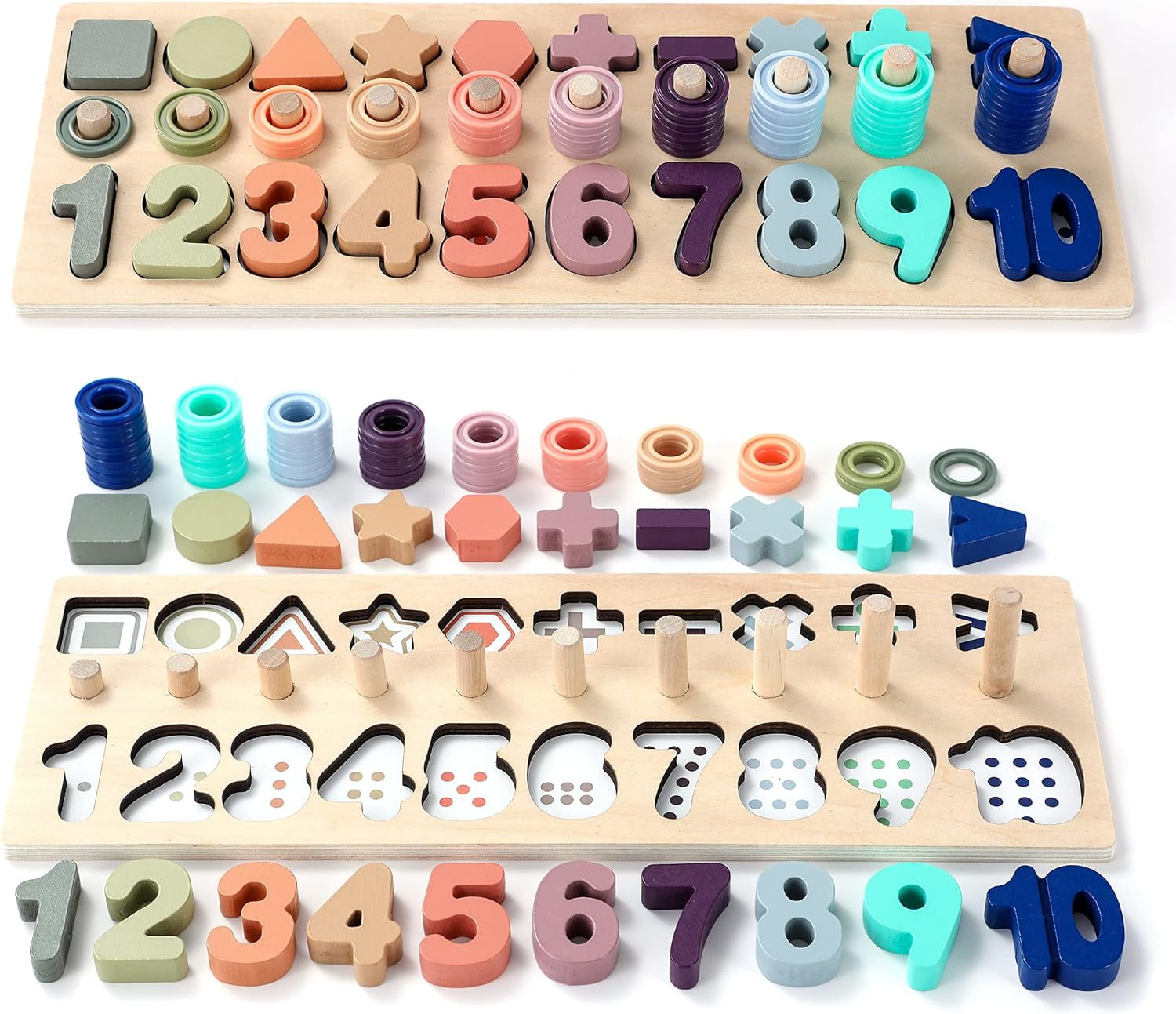 Toddler Montessori Toys Teaches Number, Counting, Math, Stacking Fun ...