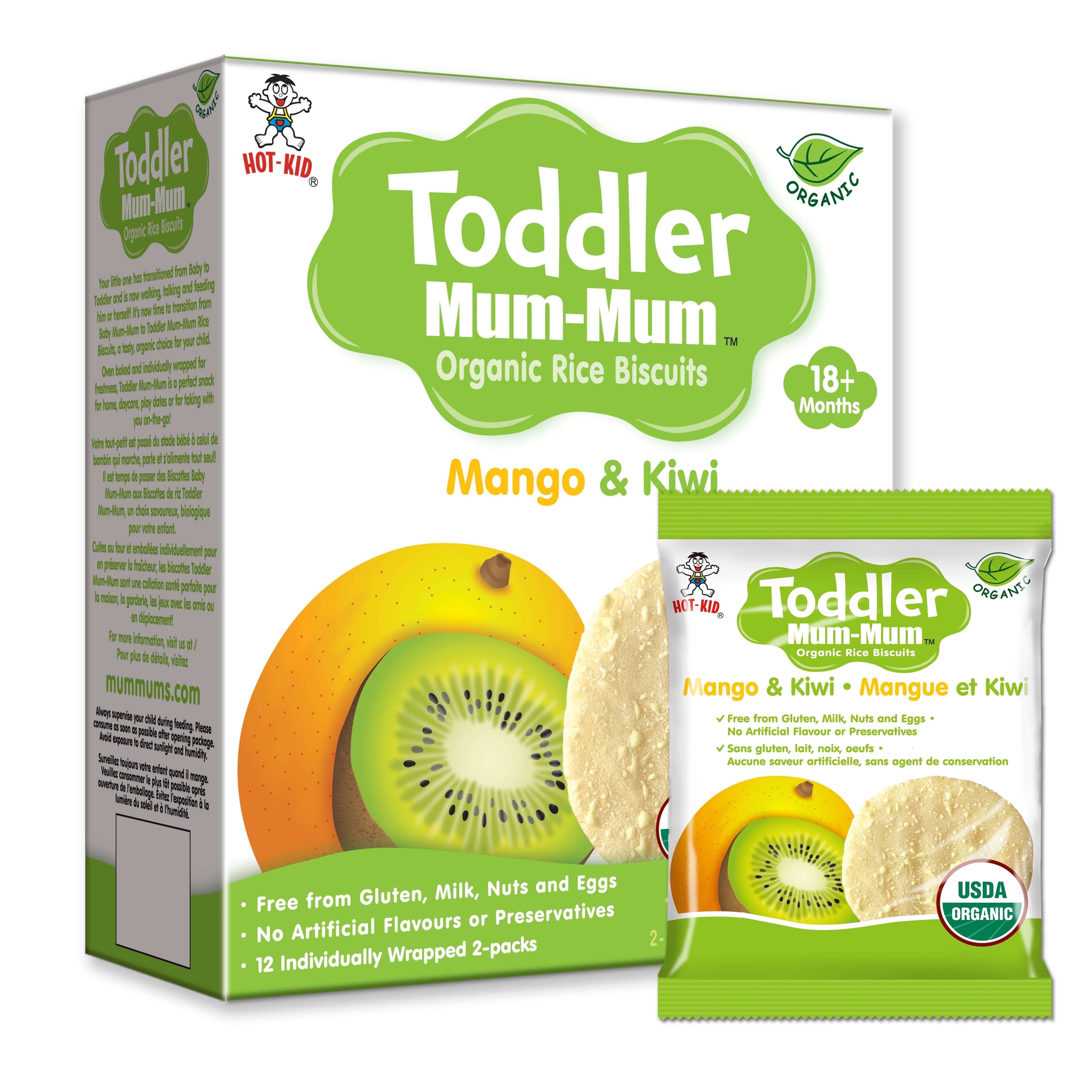 Toddler Mum-Mum Organic Gluten-Free Rice Biscuits for Teething - Mango ...