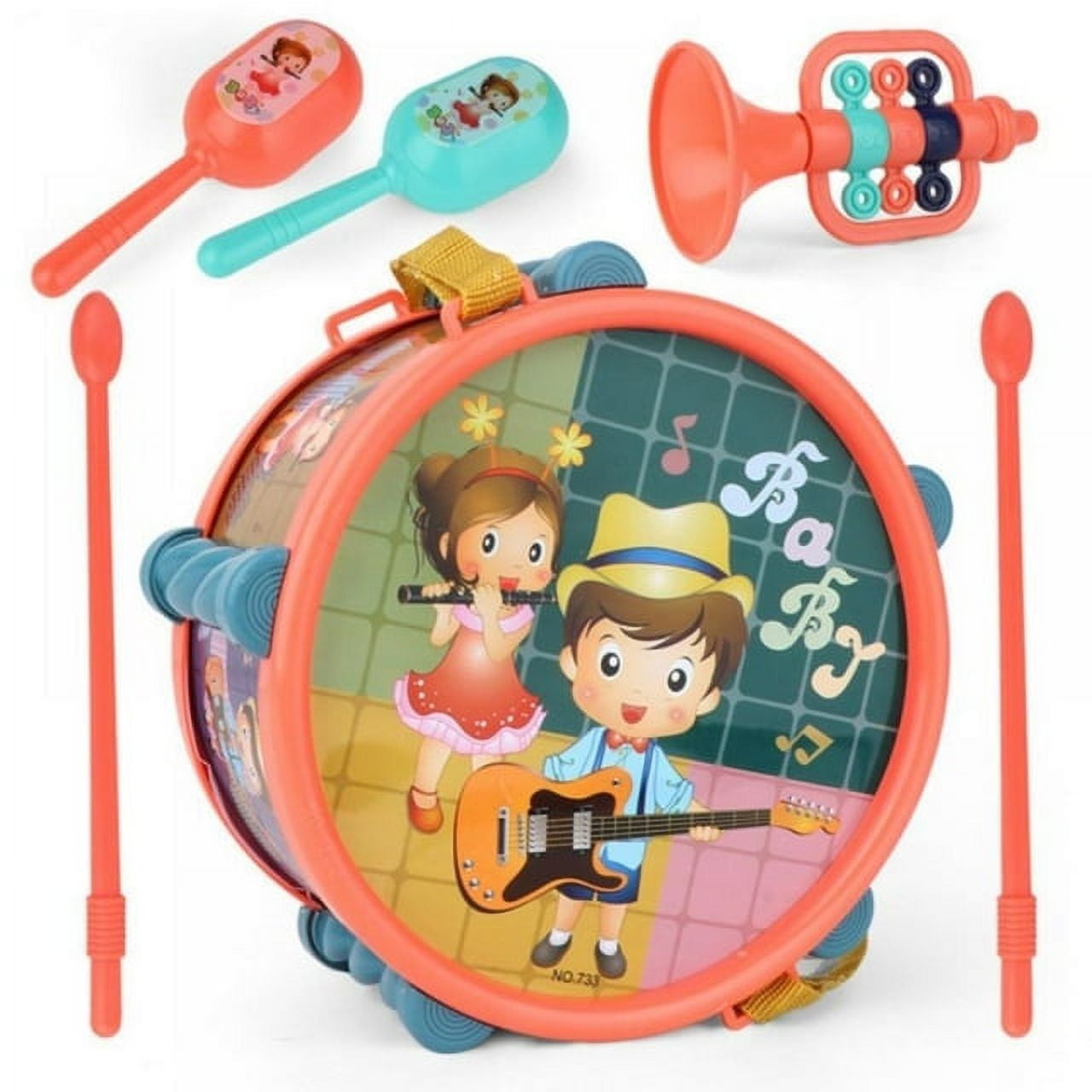 Toddler Musical Instrument Toys, Kids Drum Set, Percussion, Maraca ...