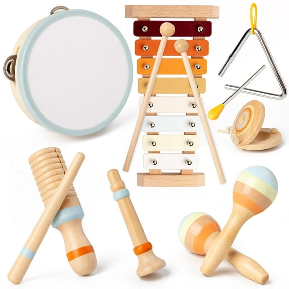 BUSY EDITION Montessori Toddler Musical Instruments Set, Wooden ...
