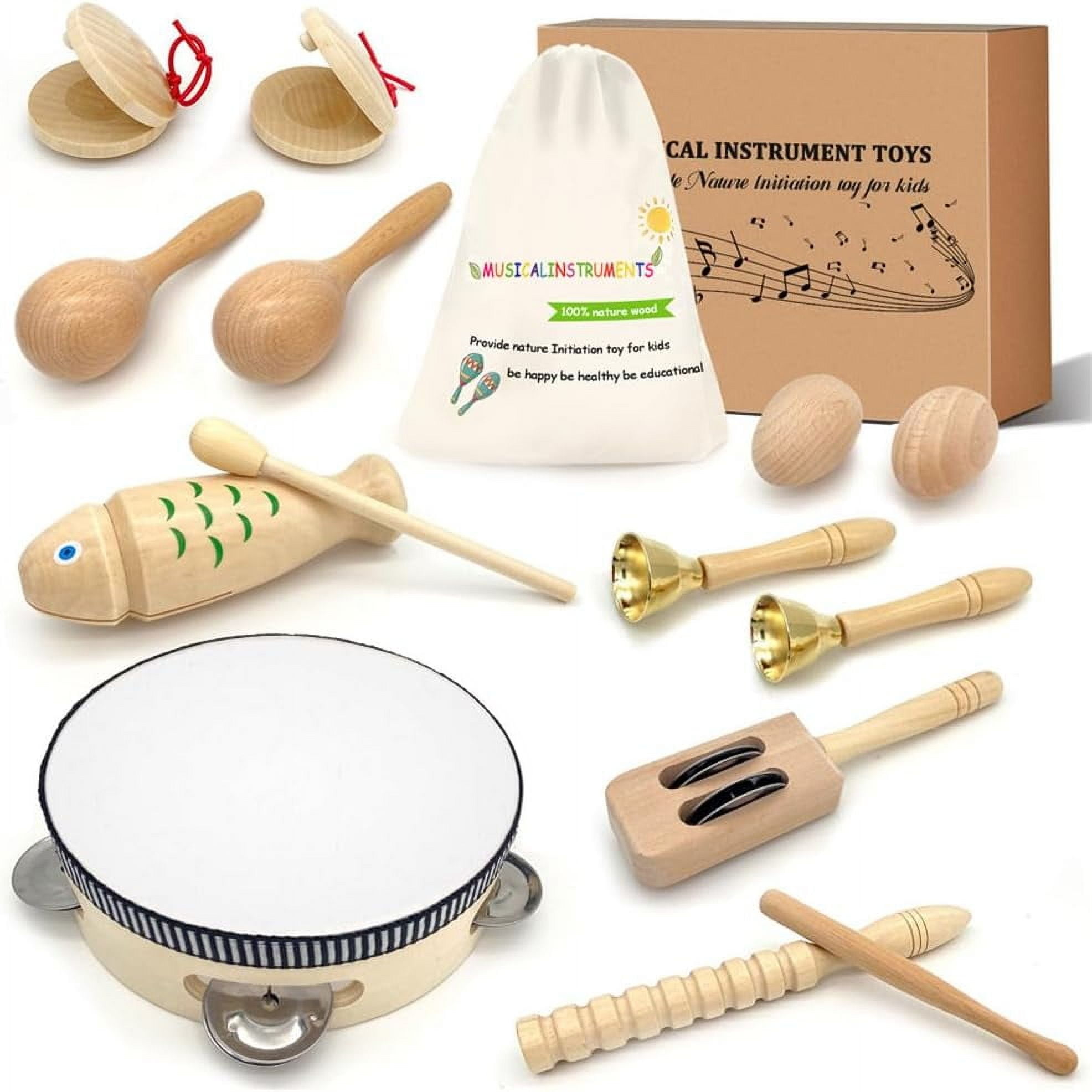 Toddler Musical Instruments Set - Natural Wooden Toys for Kids ...