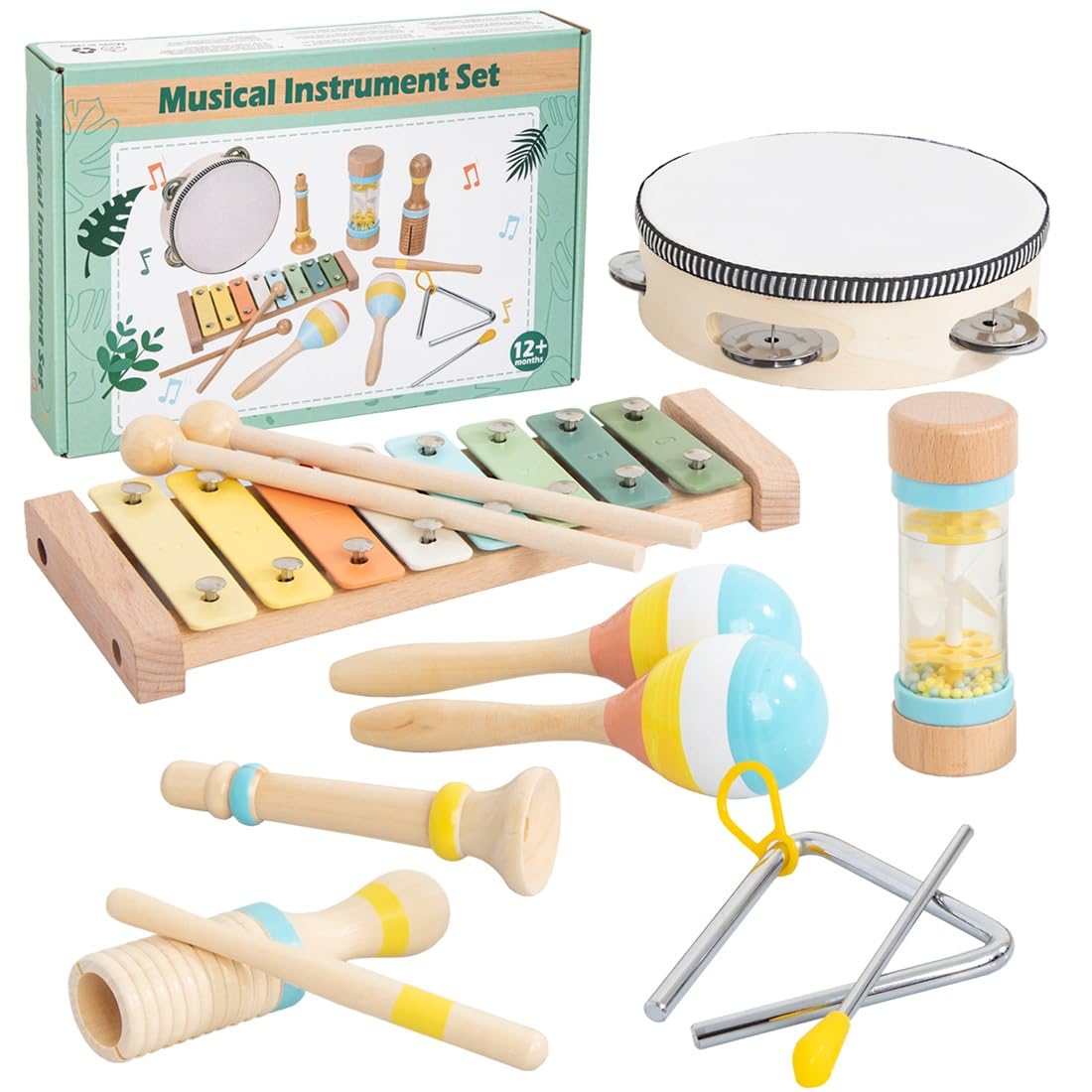 Toddler Musical Instruments Set - Wooden Musical Toys For Toddlers 1-3 ...