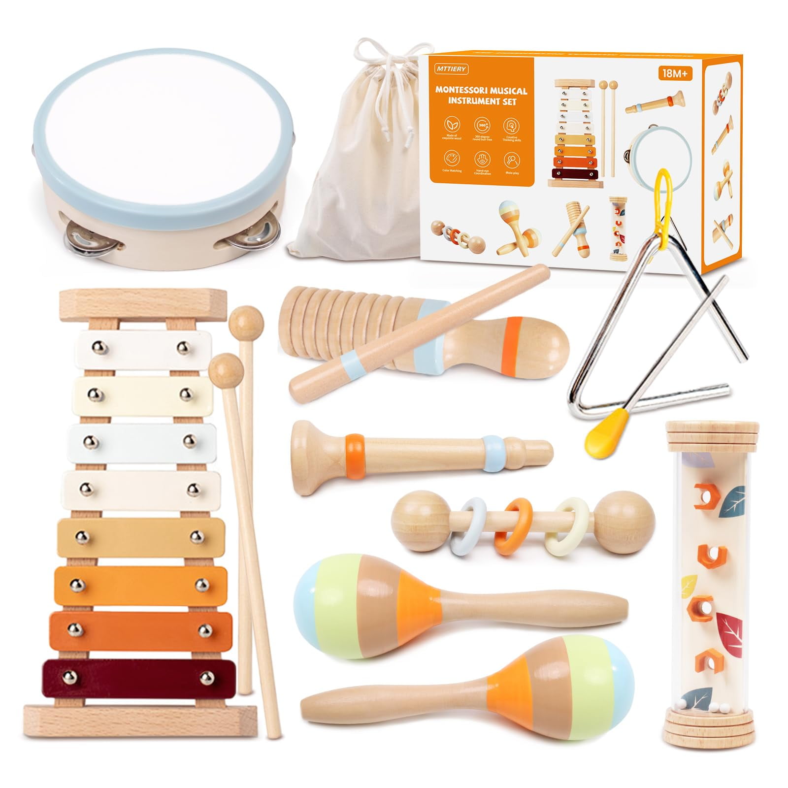 Toddler Musical Instruments Sets, Montessori Wooden Percussion ...