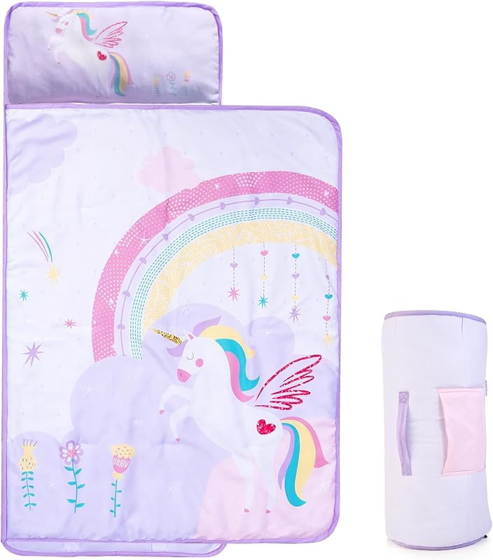 Toddler Nap Mat with Blanket and Removable Pillow, 51"x20" Kids ...