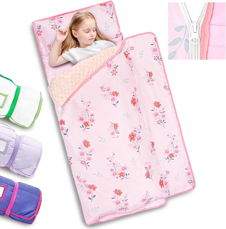 Toddler Nap Mat with Detachable Blanket and Removable Pillow, Kids ...