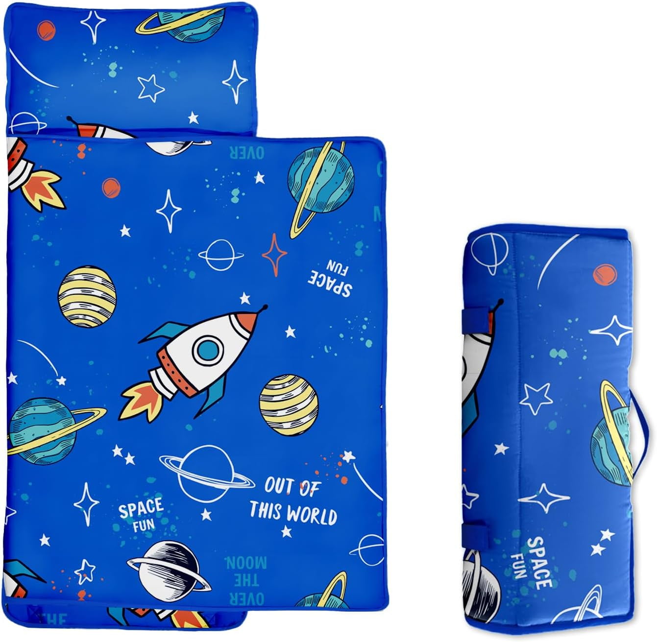 Toddler Nap Mat/Removable Pillow -Space- Carry Handle with Straps ...