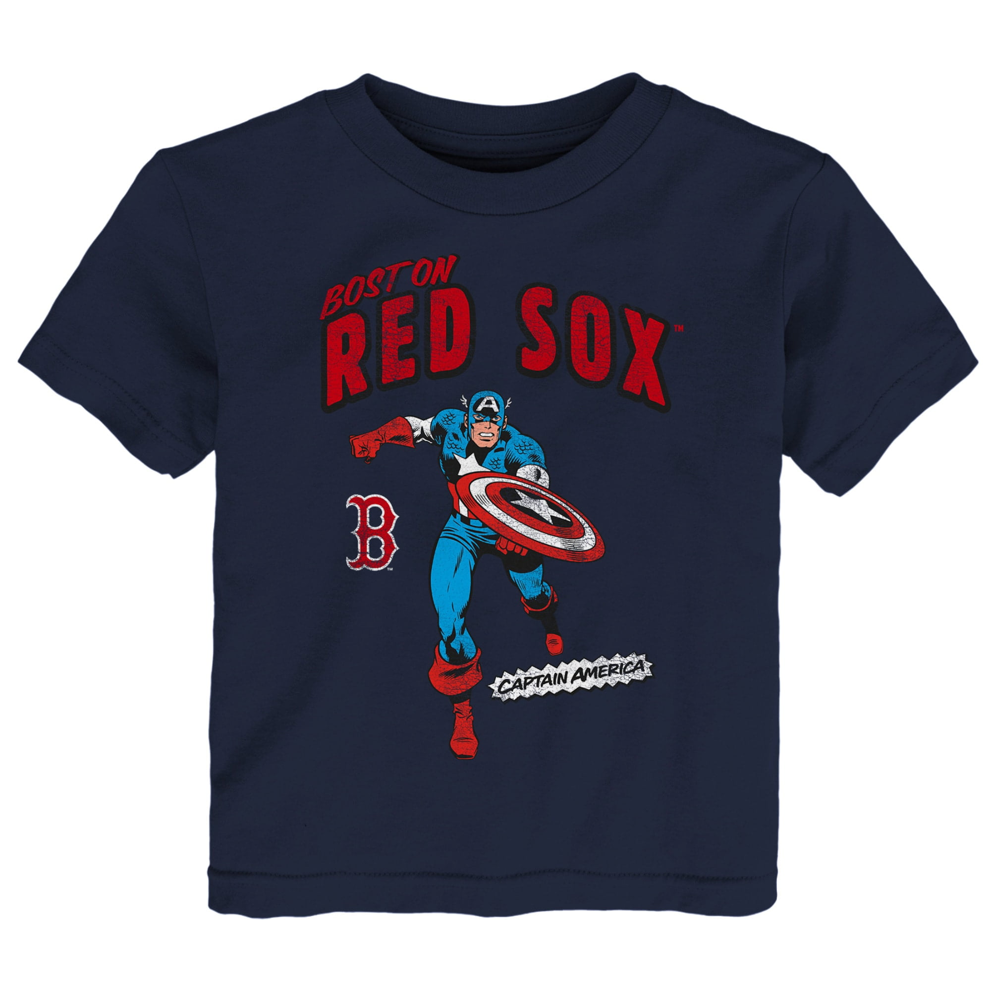 Toddler Navy Boston Red Sox Team Captain America Marvel T-Shirt ...
