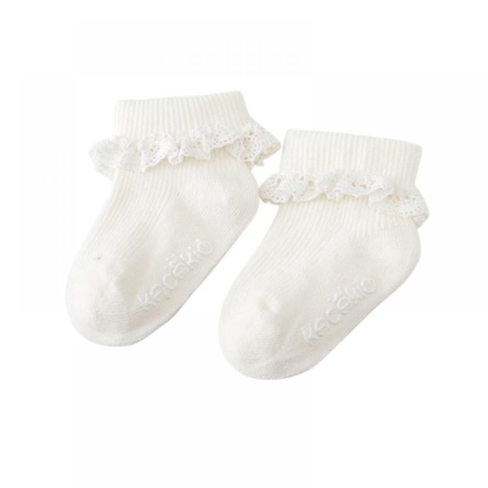 Toddler Newborn Baby Girl Socks Lace Ruffle Trim Antiskid Baby Socks ...