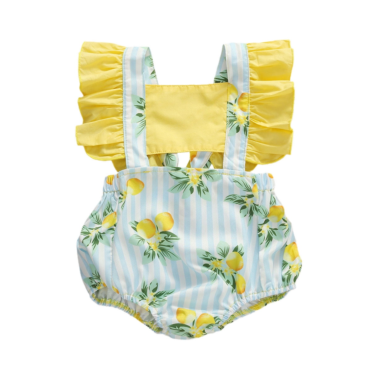 Toddler Newborn Baby Girls Lemon Romper Ruffle Sleeveless Bodysuit ...