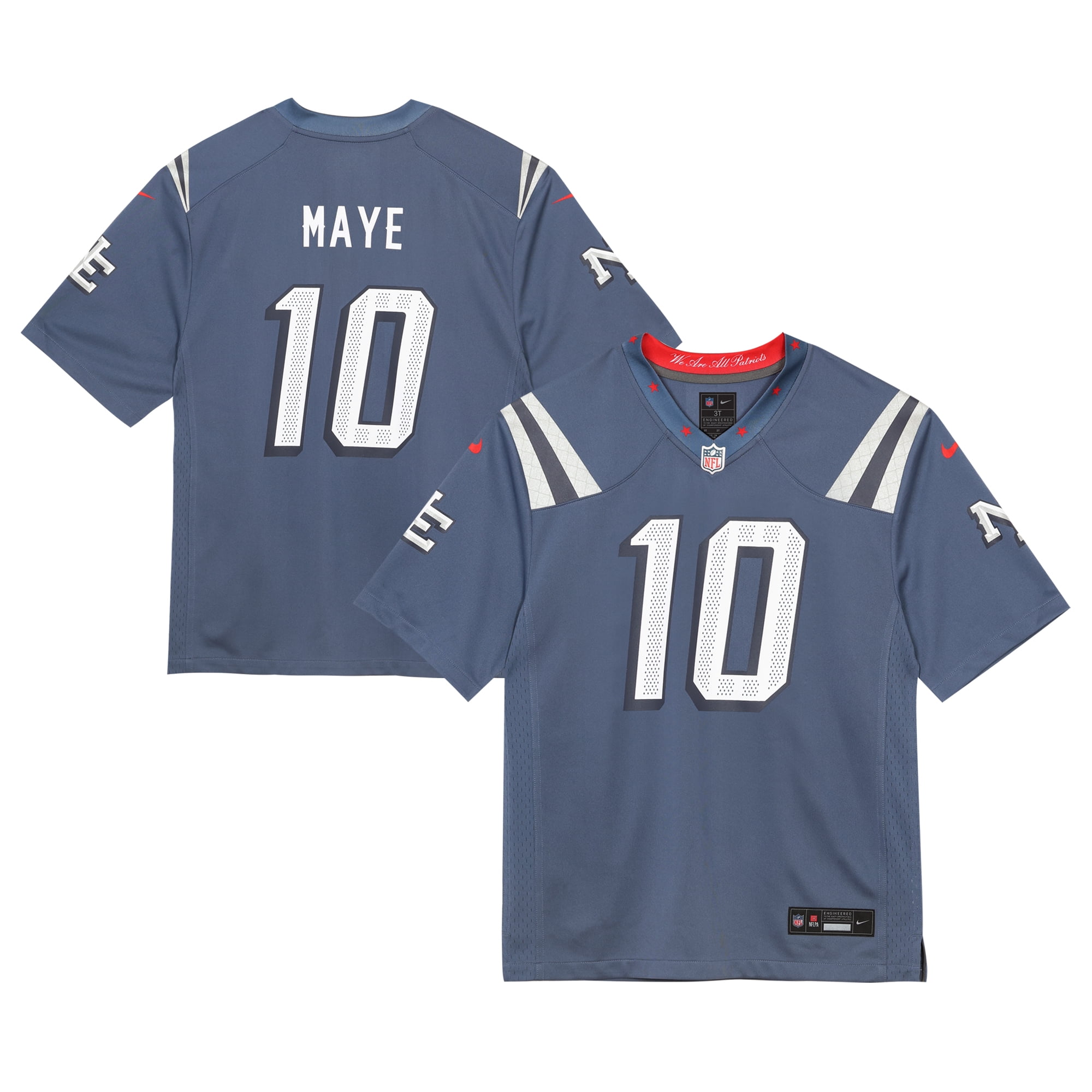 Toddler Nike Drake Maye Storm Blue New England Patriots 2025 Rivalries Collection Game Jersey ...