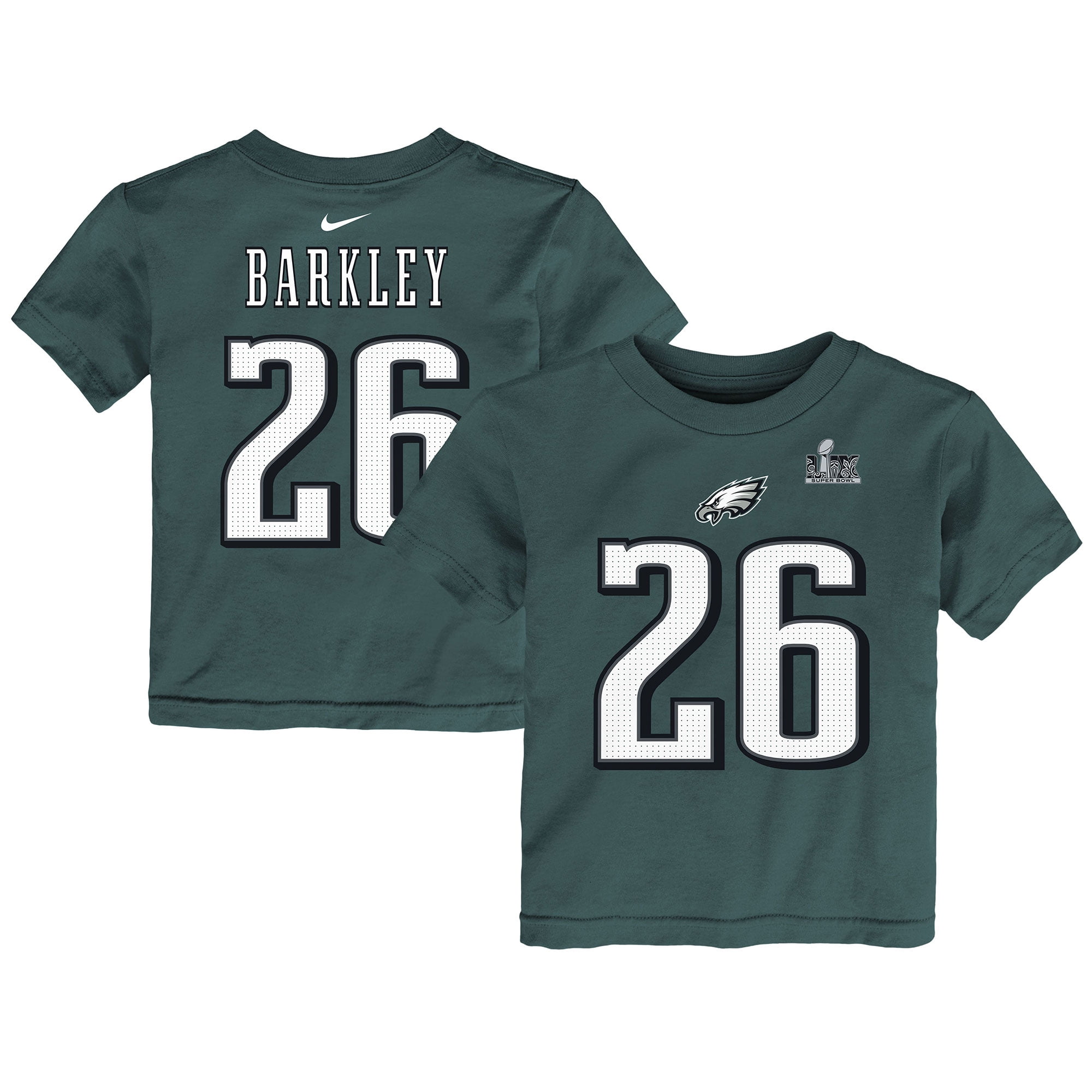 Toddler Nike Saquon Barkley Midnight Green Philadelphia Eagles Super Bowl LIX Player Name ...