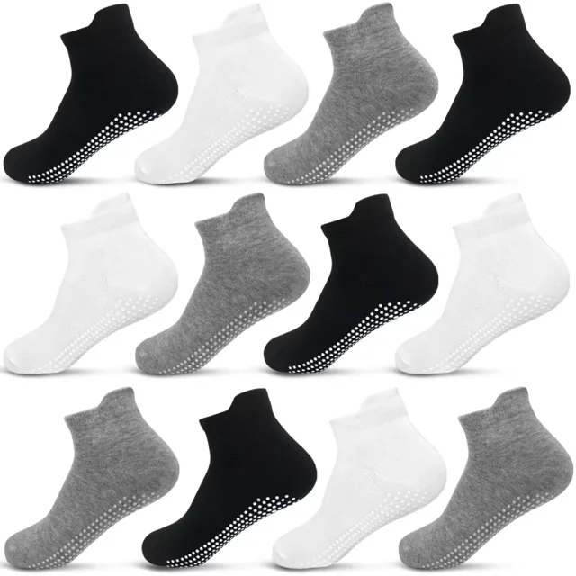 Gripper Bottom Anti-Slip Toddler Socks, 12 Pairs, Non-Skid for 1-7T ...