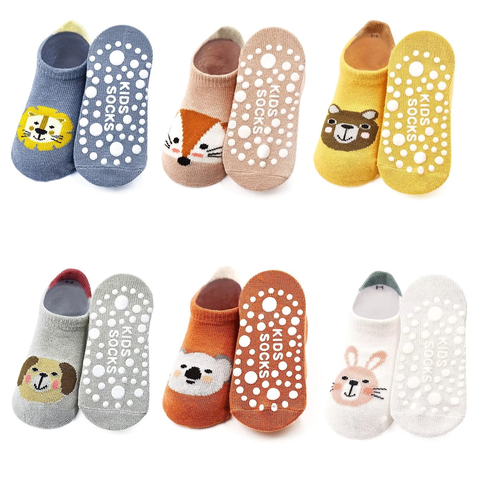Toddler Non Slip Socks Baby Grip Socks 6 Pairs Toddler Ankle Socks with ...
