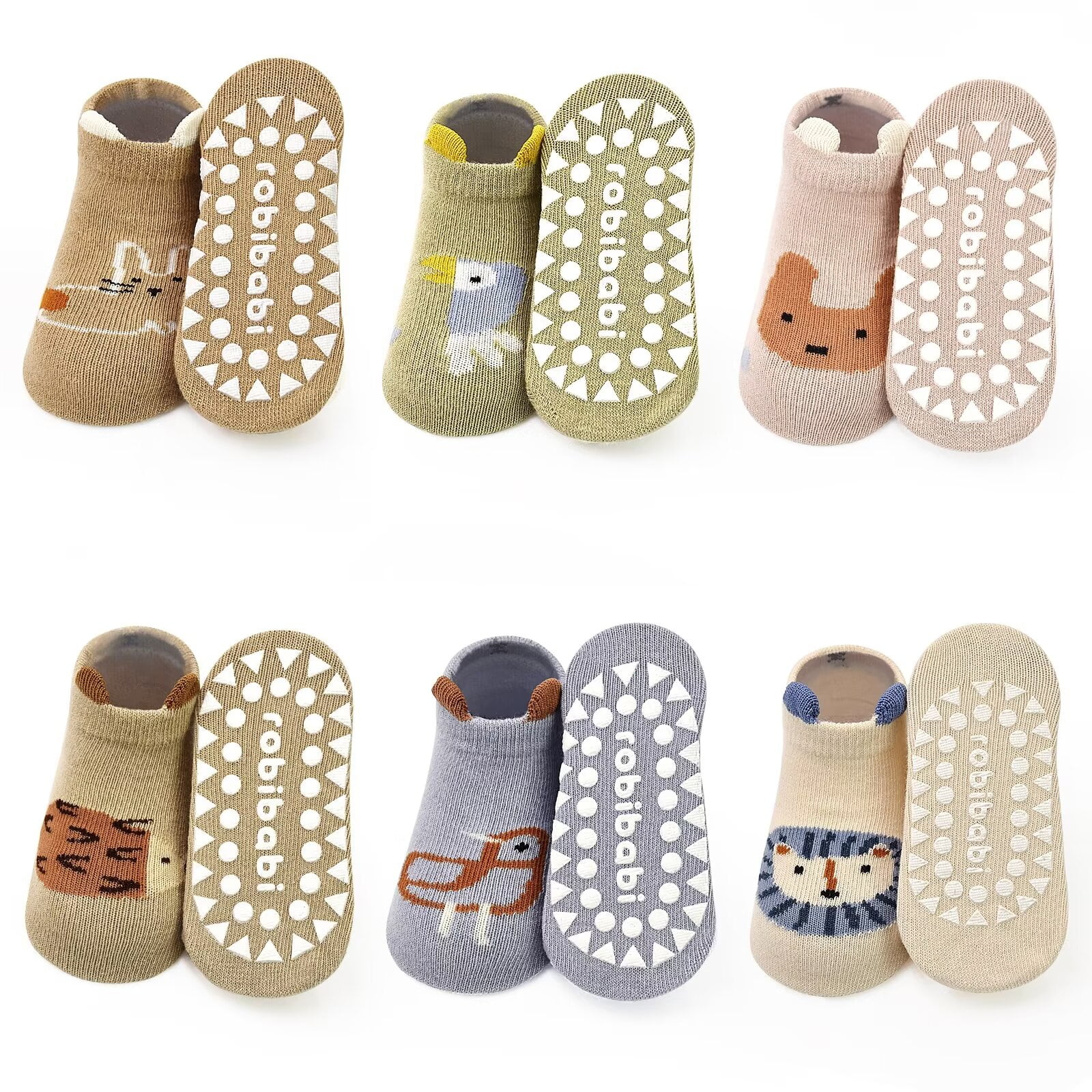 Toddler Non Slip Socks Baby Grip Socks 6 Pairs Toddler Ankle Socks with ...