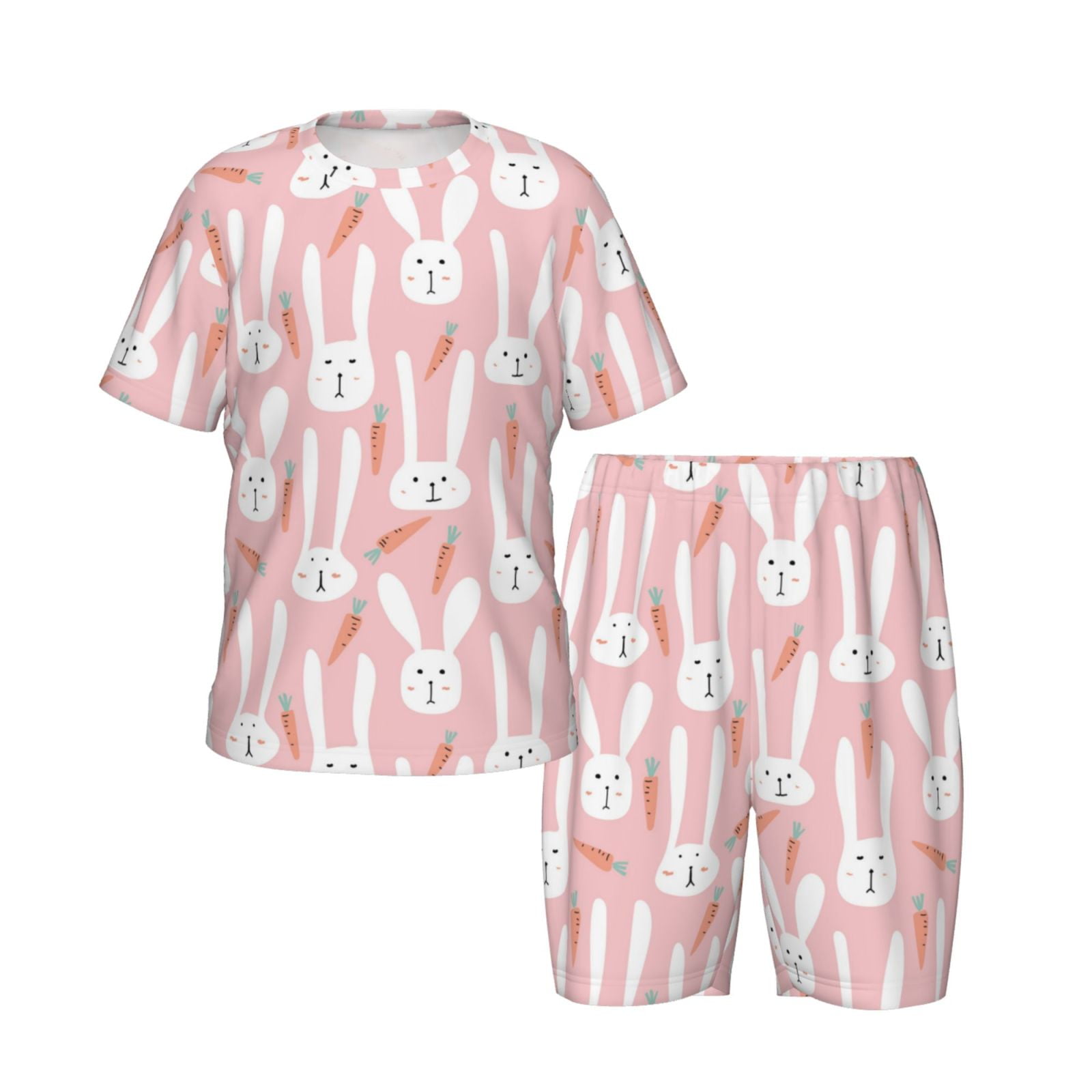 Toddler Pajamas Set - Cute rabbit carrot pink 2 pcs Short Baby Kids ...
