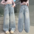 Toddler Pants Girls Baggy Wide Leg Elastic Waist Cargo Jeans ...