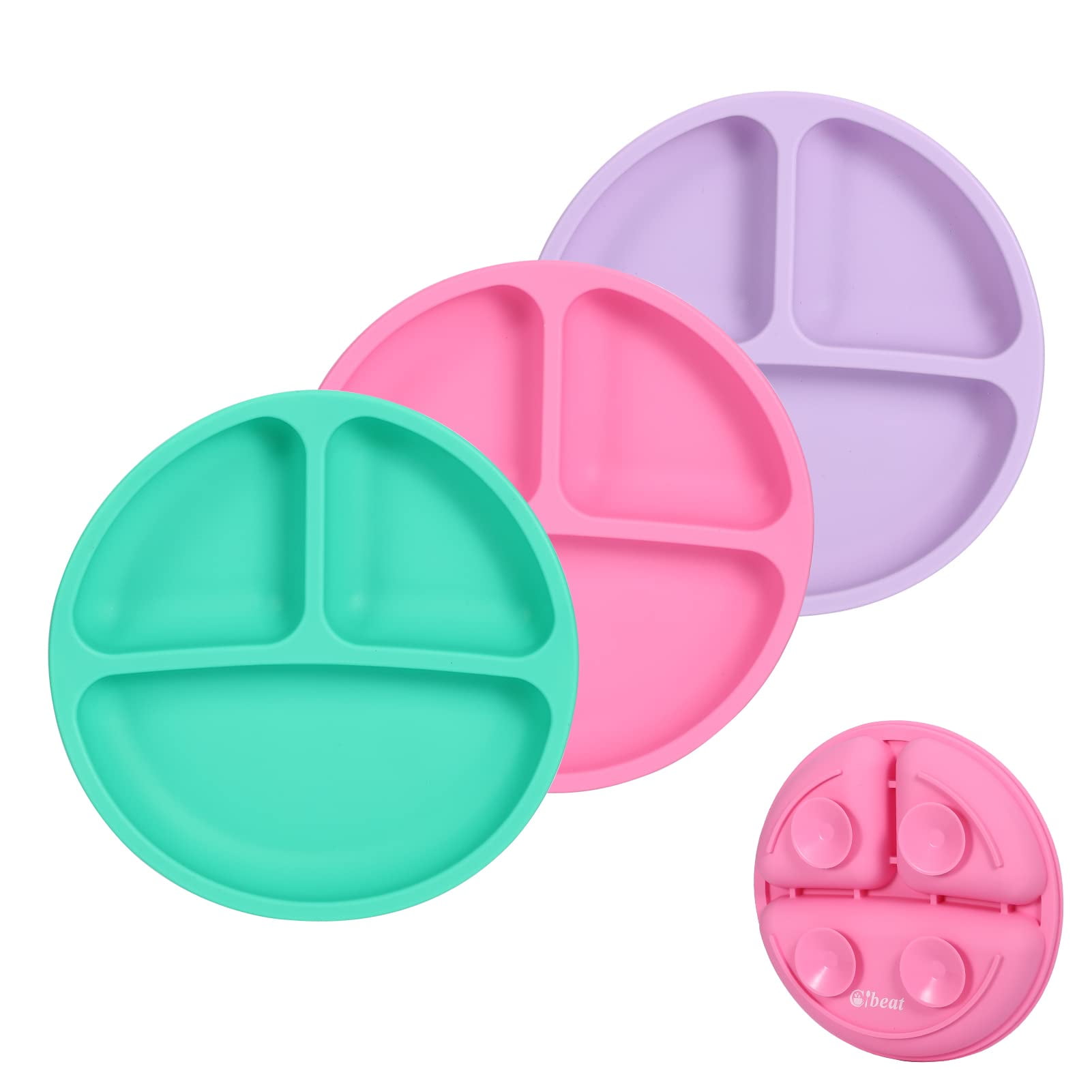 Toddler Plates 3 Pack, 100% Silicone Suction Plates for Babies and ...