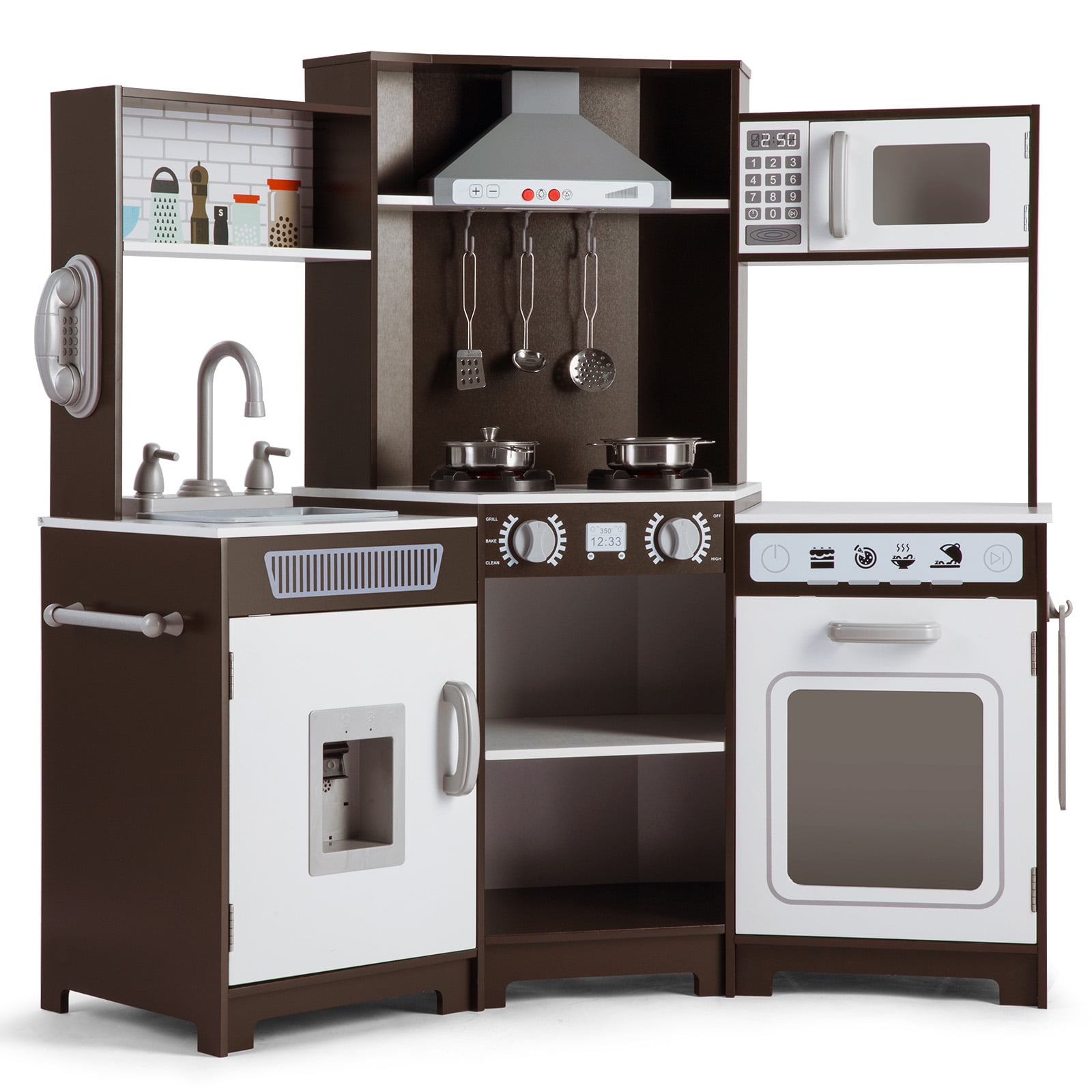 Joyldias Wooden Child's Modern Play Kitchen Set with Realistic Lights ...