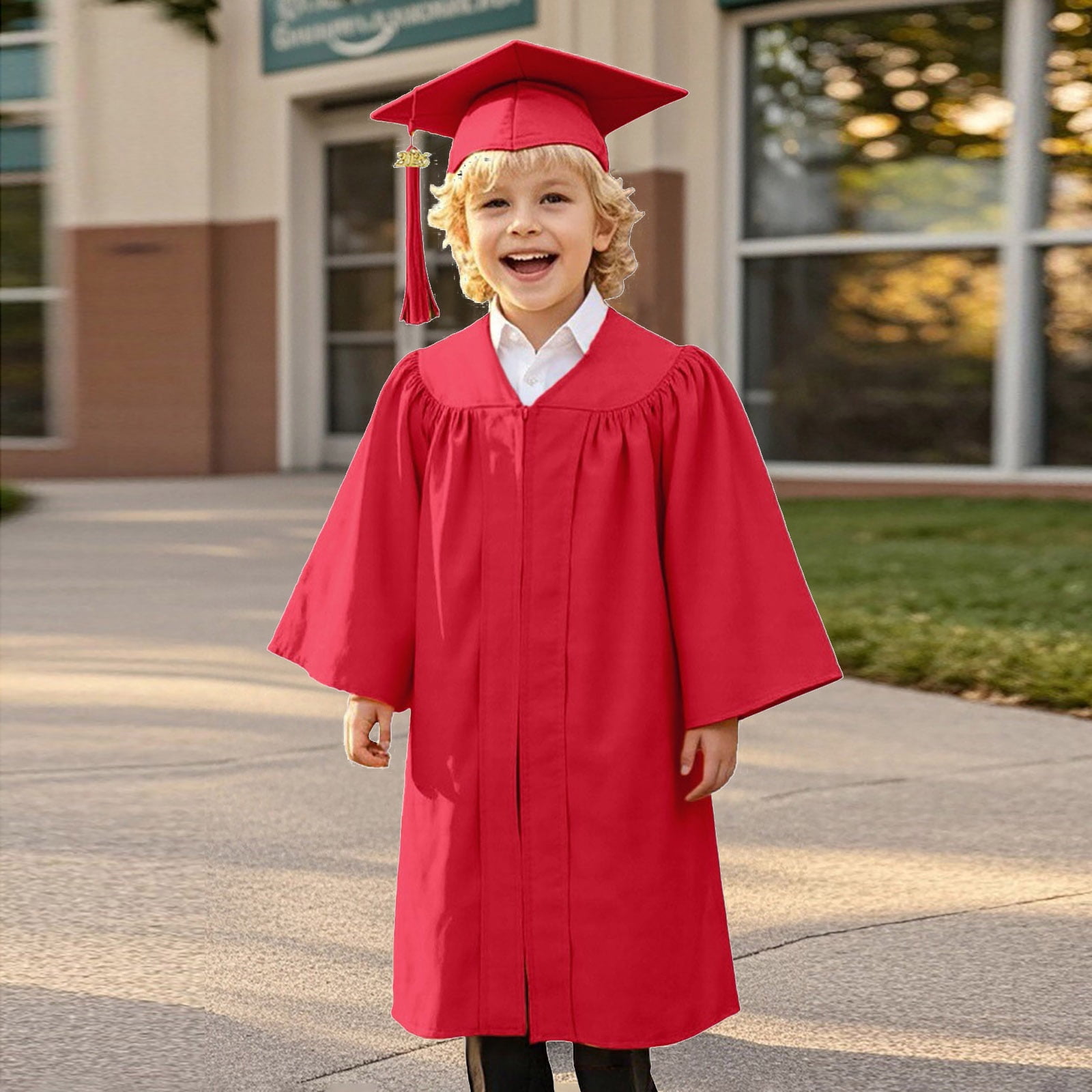 Toddler Primary School Graduation Cap and Gown Graduation Red Cap and ...