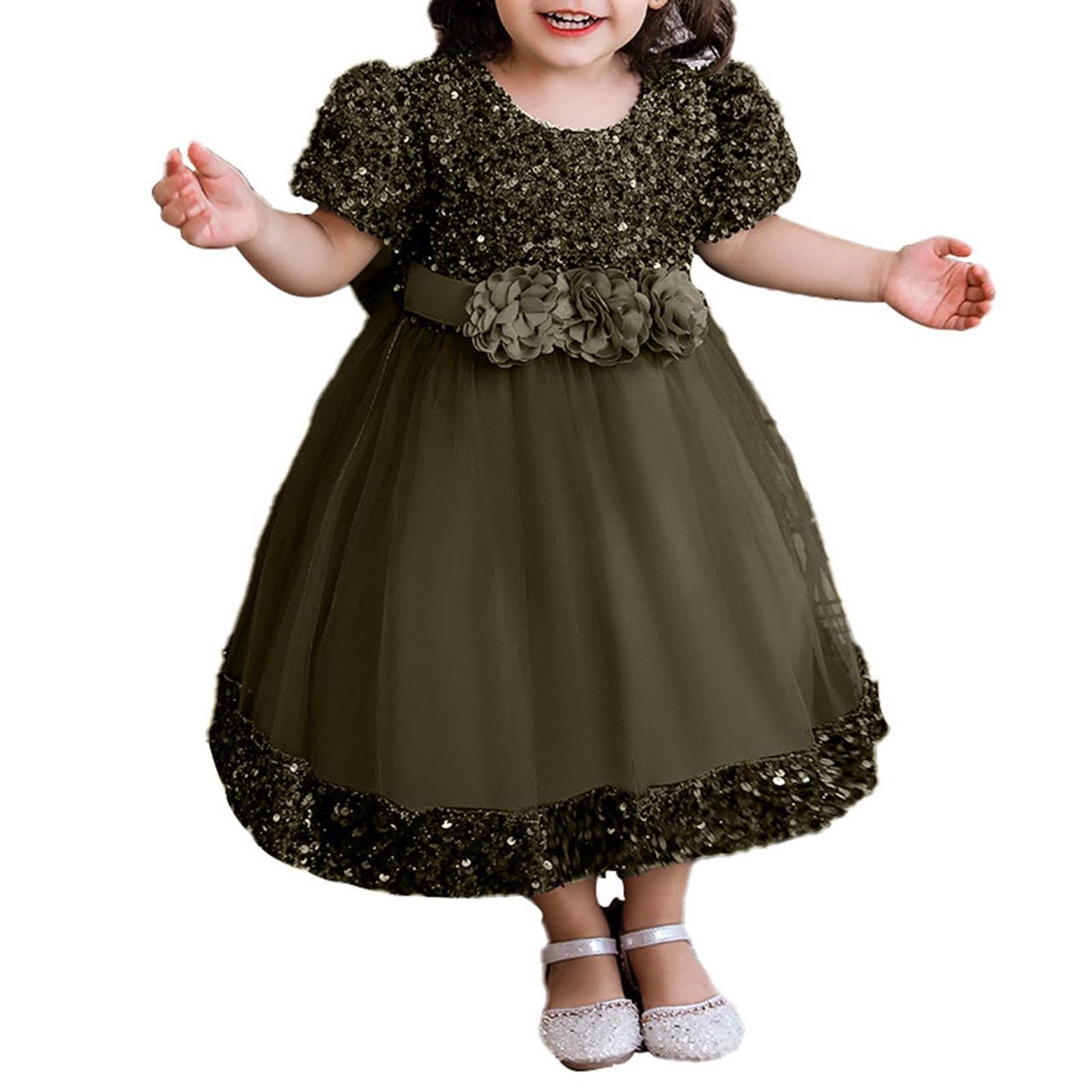 Toddler Princess Dress Size 3t-4t Trendy Sequin Puff Sleeve Flower Girl ...