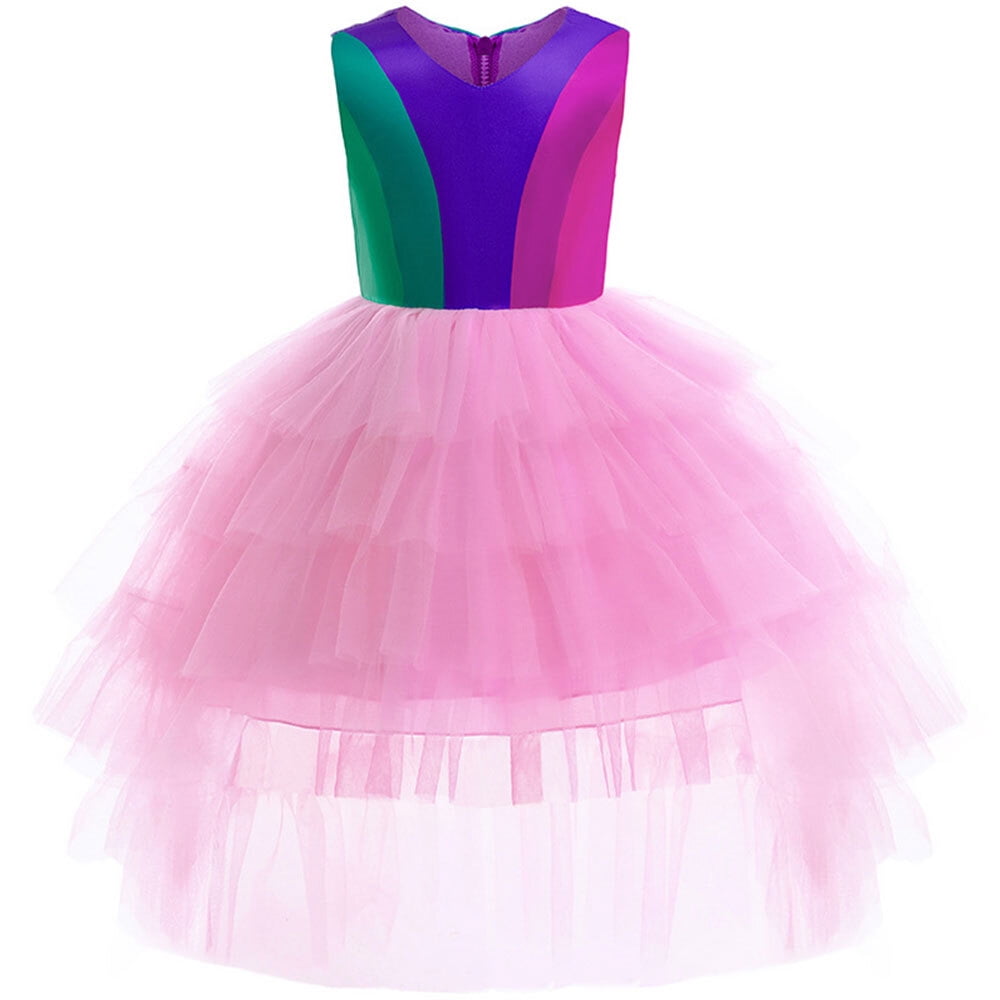 Toddler Princess Trolls Costume Dress Christmas Elf Birthday Pink ...