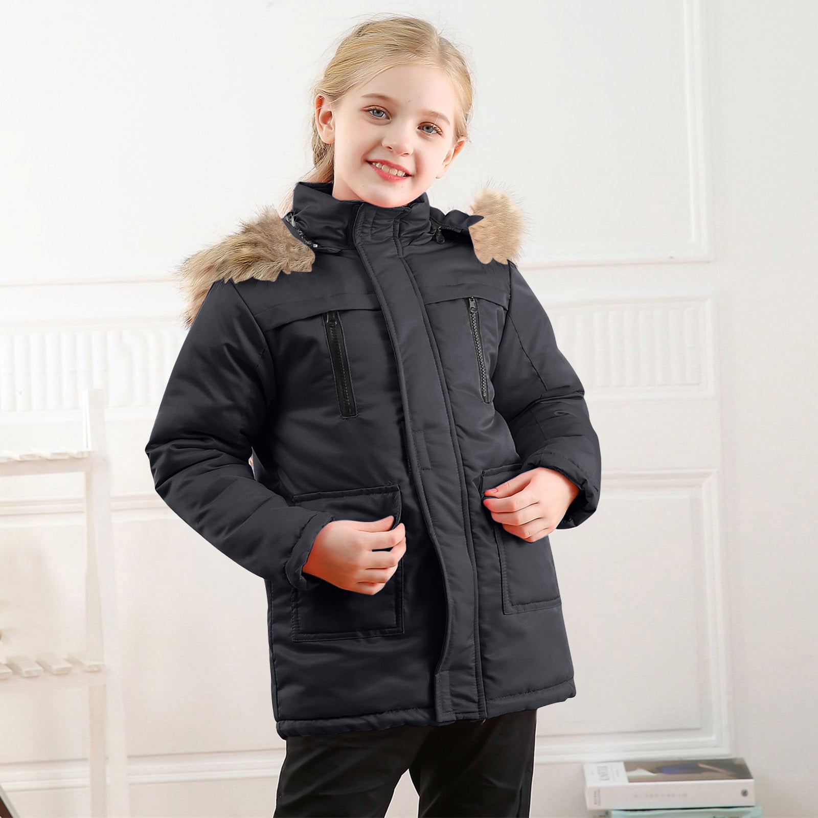 Toddler Puffer Coat Girl Winter Coat With Pocket Zip up Winter Hoodies Coat Warm Windproof Thick ...