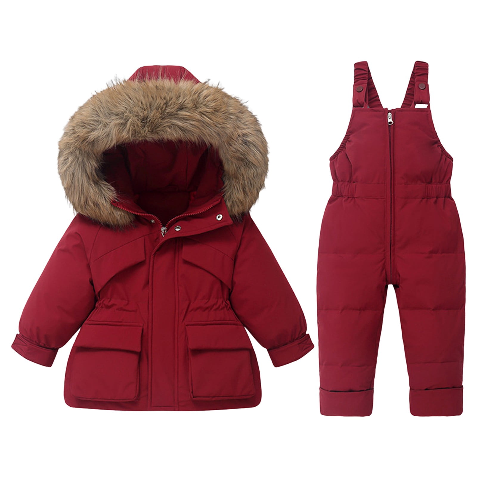 Toddler Puffer Down Jacket & Snow Bib Pants, Kids Warm 2-Piece Snow Ski ...