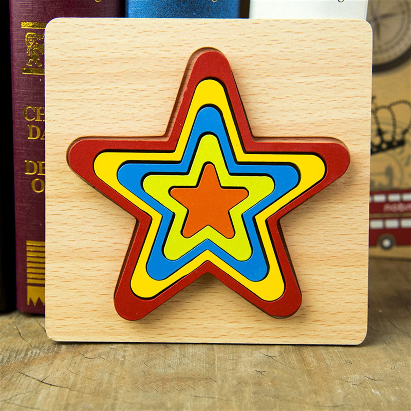 Toddler Puzzles Montessori Toy Wooden Shape Sorting Puzzle Sensory Toy ...