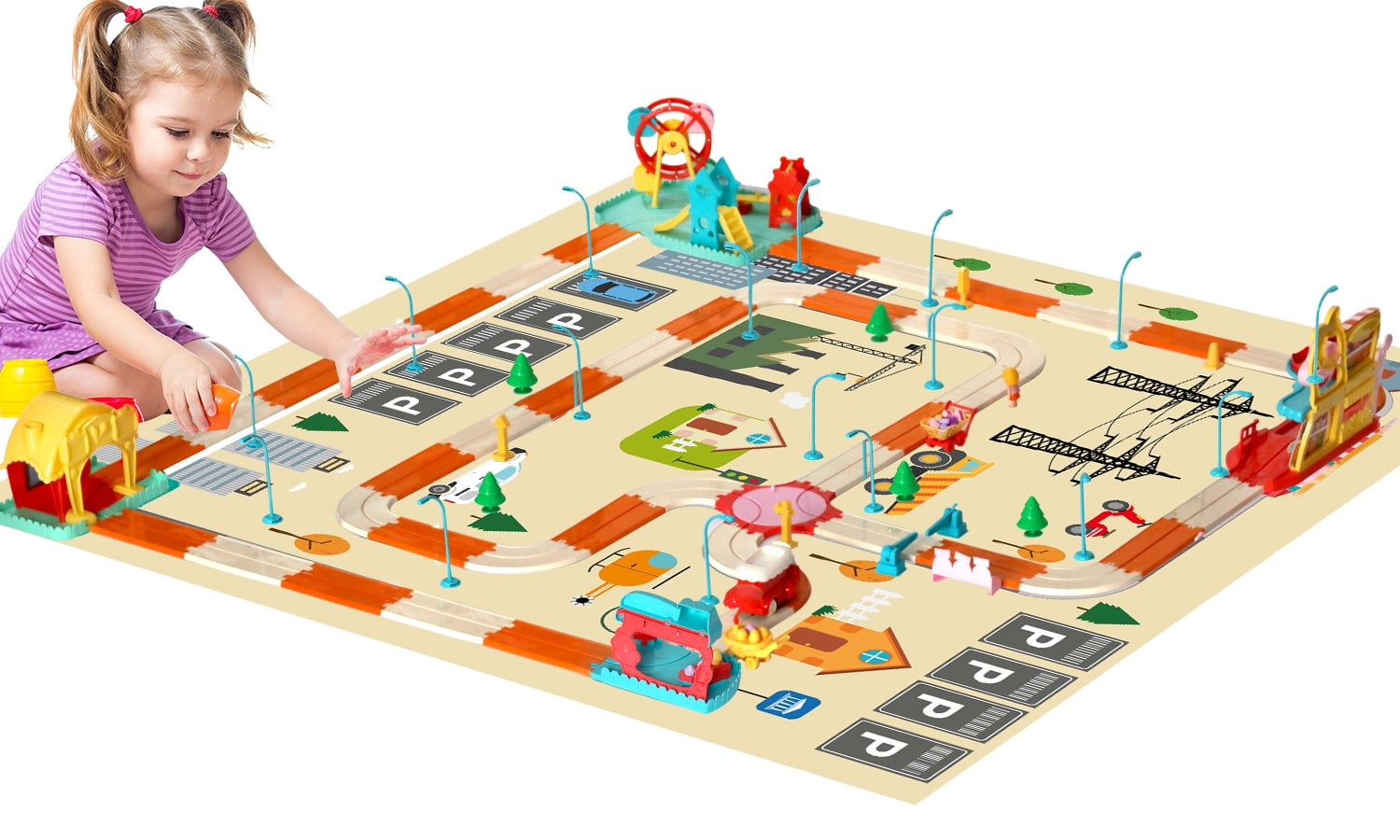 Toddler Rail Train Toy, Mini Electric Train with Floor MATS and Scenes ...